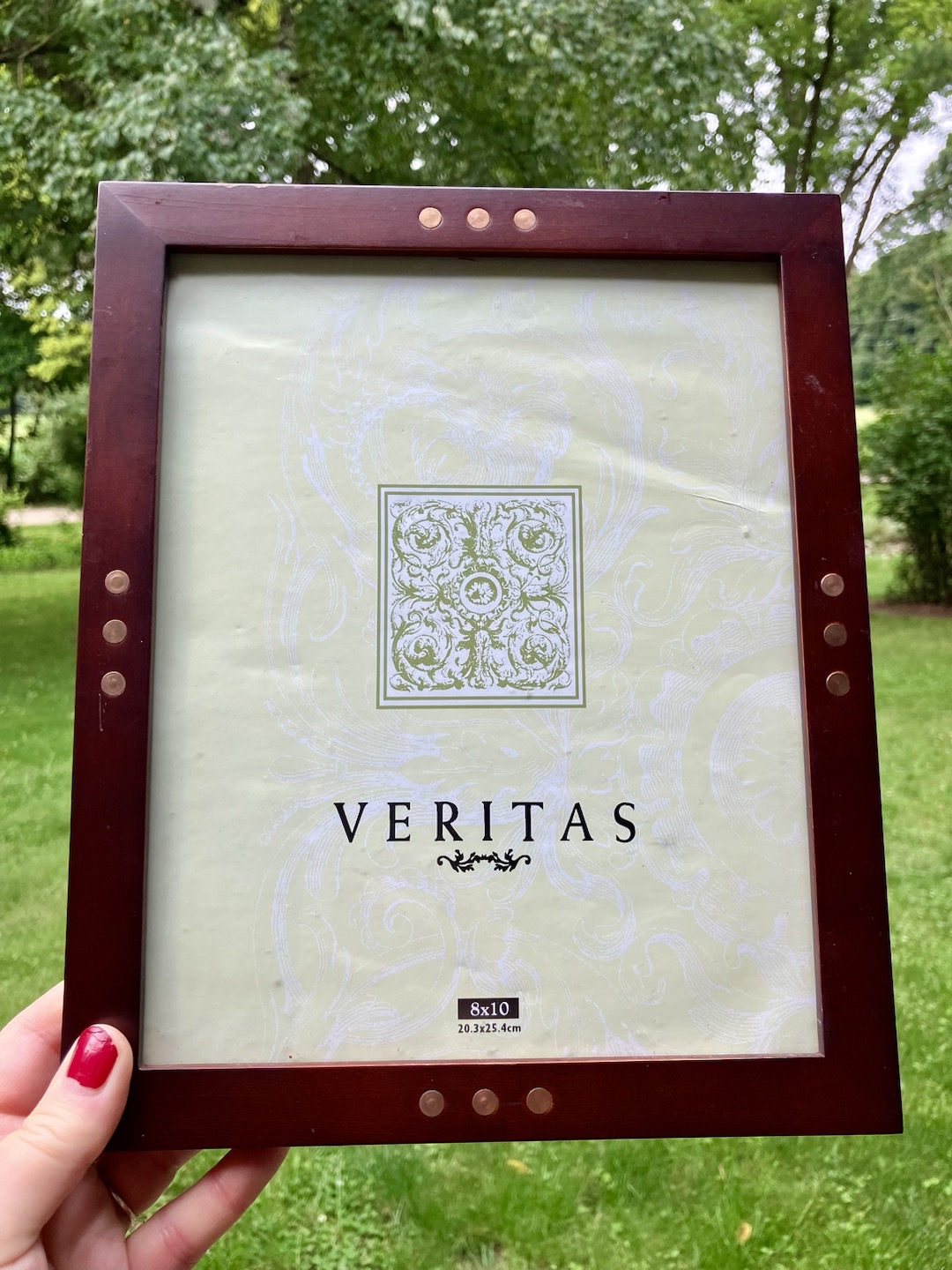 Early 2000s Y2K Veritas 8 x 10 inch Wooden Frame with Small Round ...
