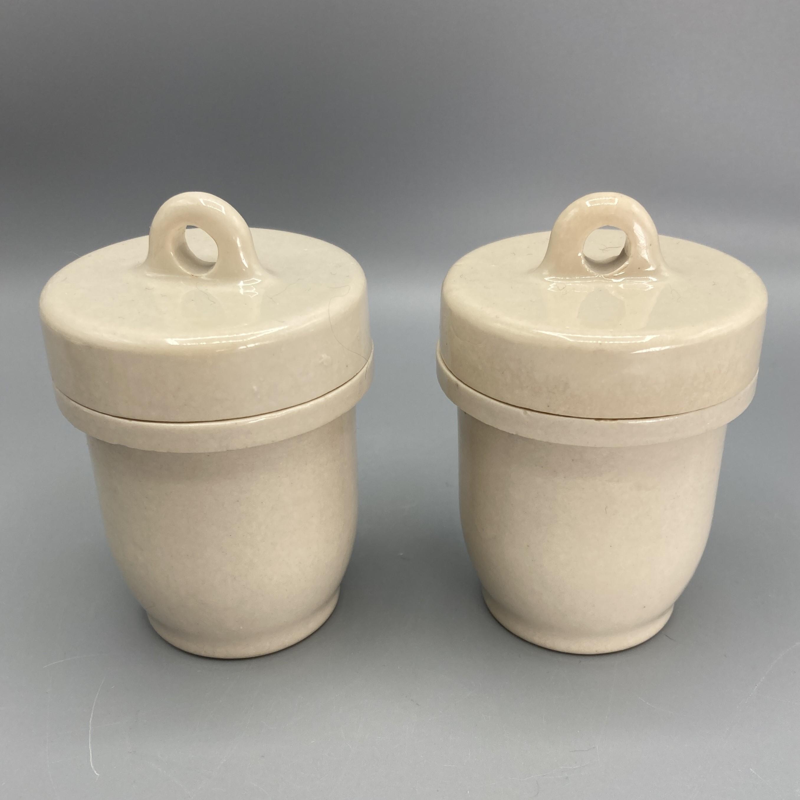 VTG Temple & Crook Egg Coddler All Ceramic Screw on Lid Made in England