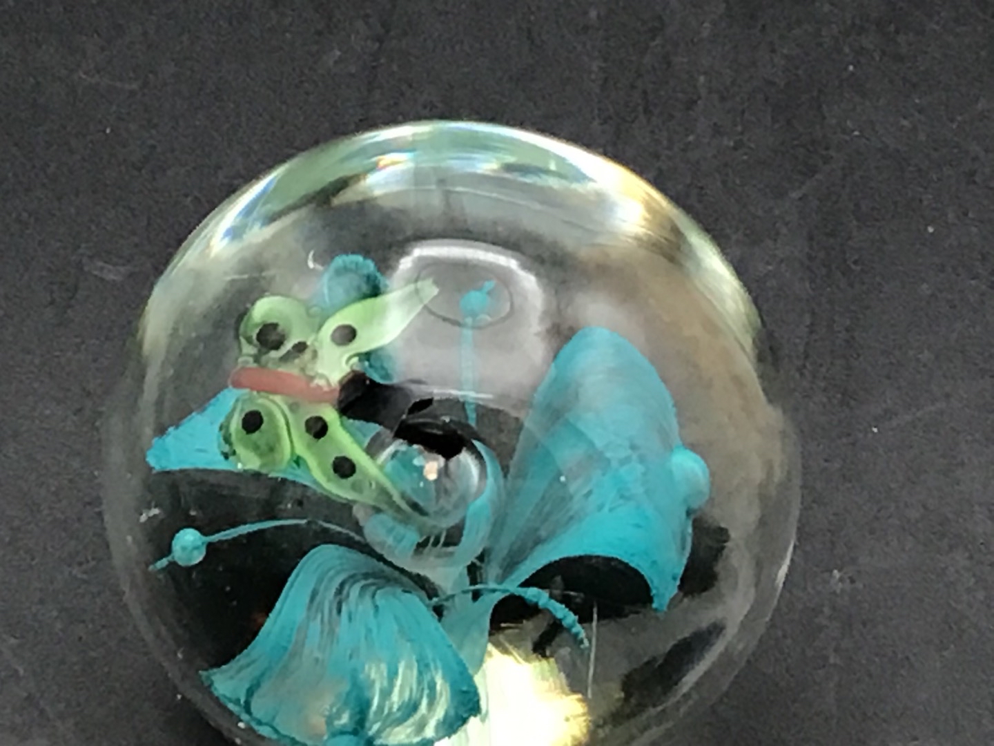 Small Paperweight With Butterfly On Flower-See Description