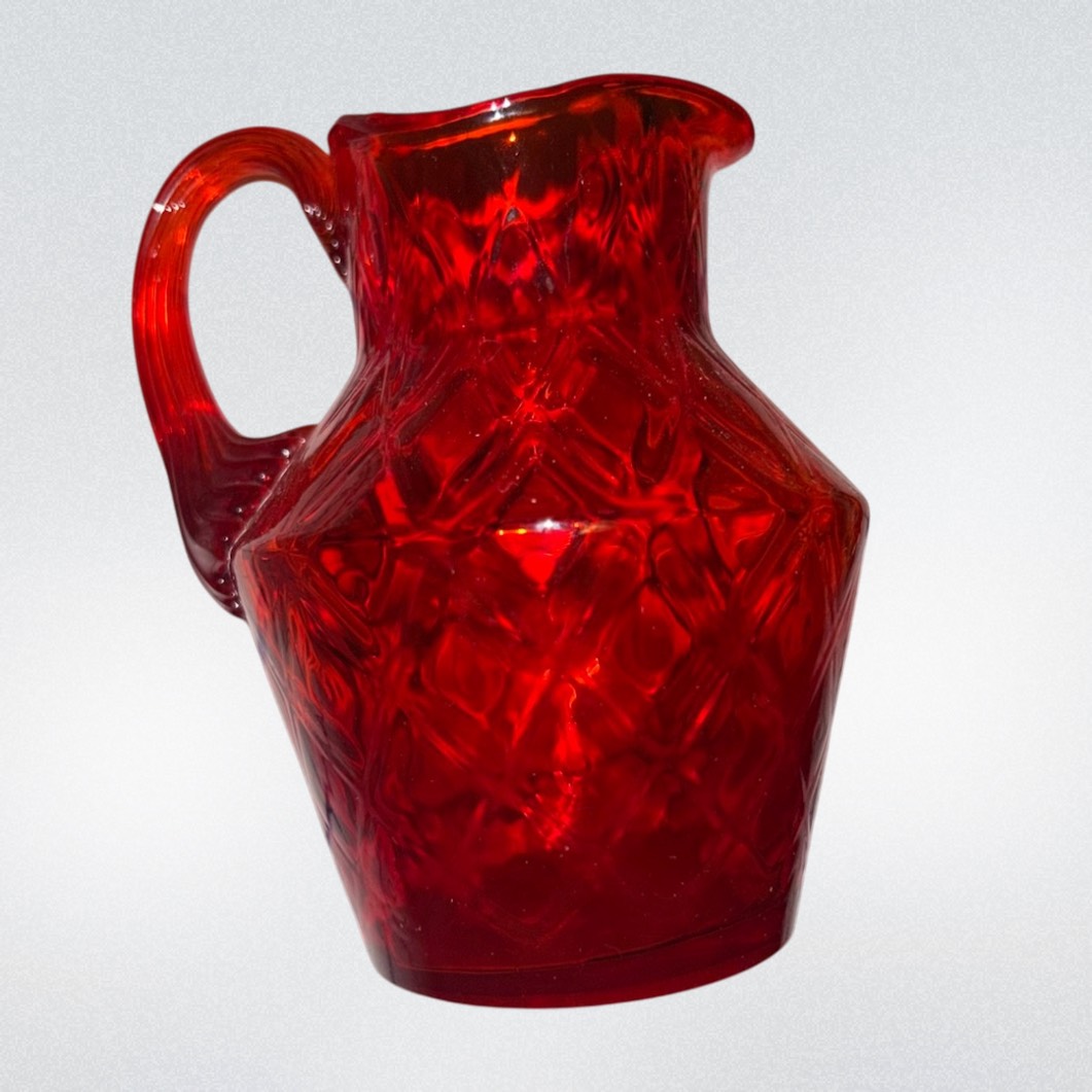 Fenton Ruby Red Diamond Optic Pitcher
