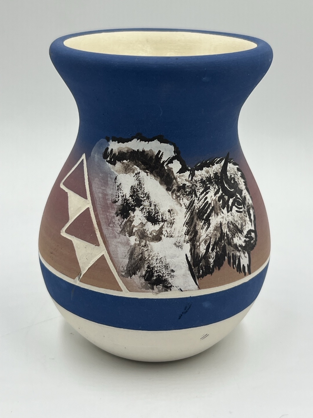 03 Little Thunder Sioux Native American Art Pottery Handpainted Bison ...