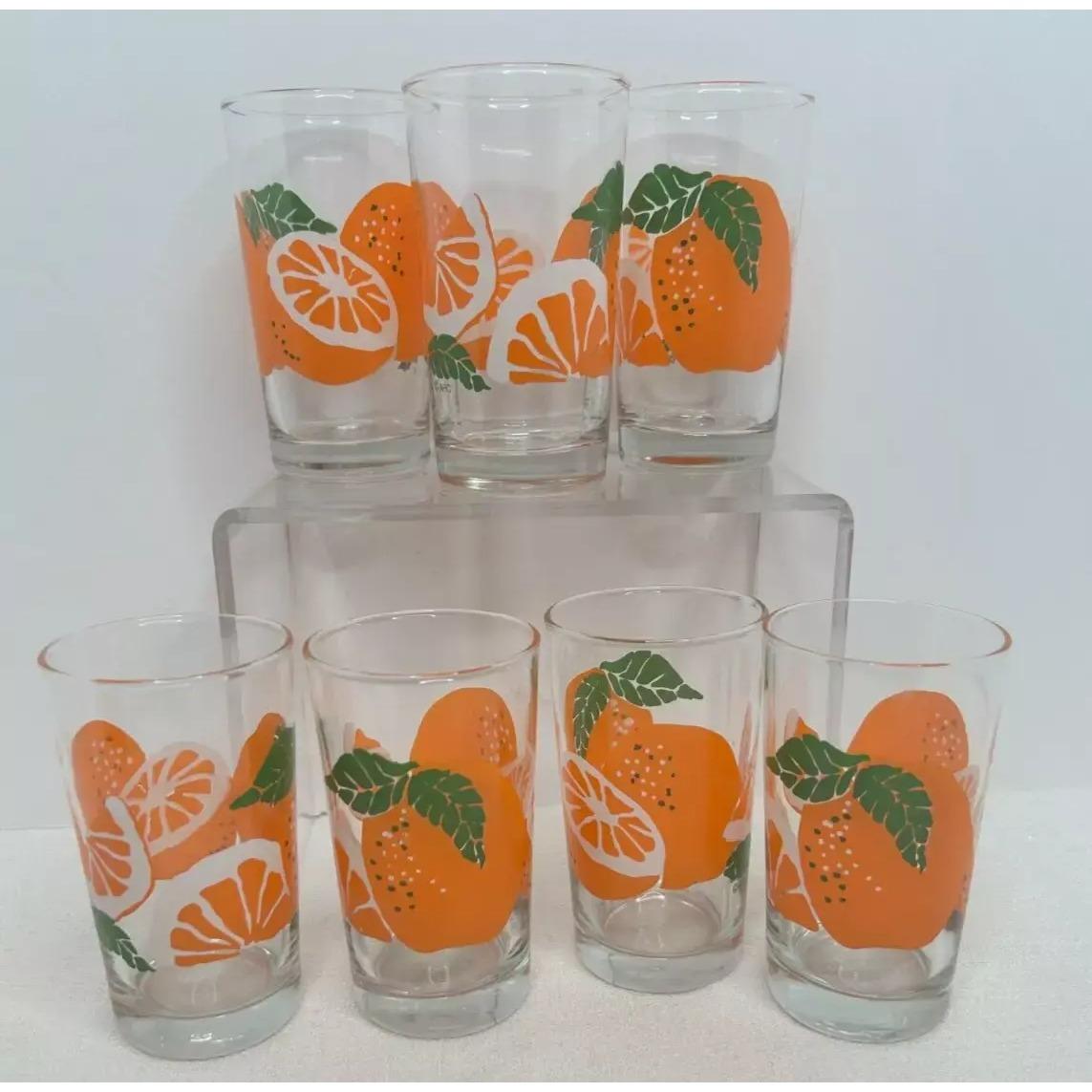 Vintage Anchor Hocking Orange Juice Glasses 8oz Stamped AHC Set of ...