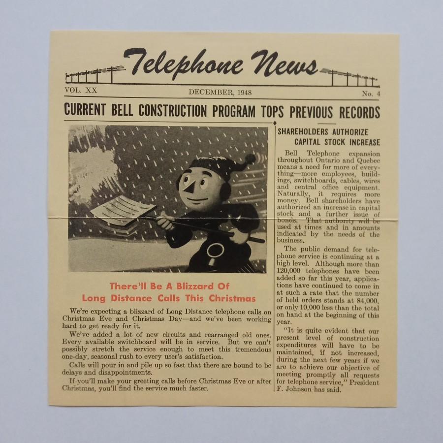 Vintage December 1948 Bell Telephone Canada Christmas Advertising News ...