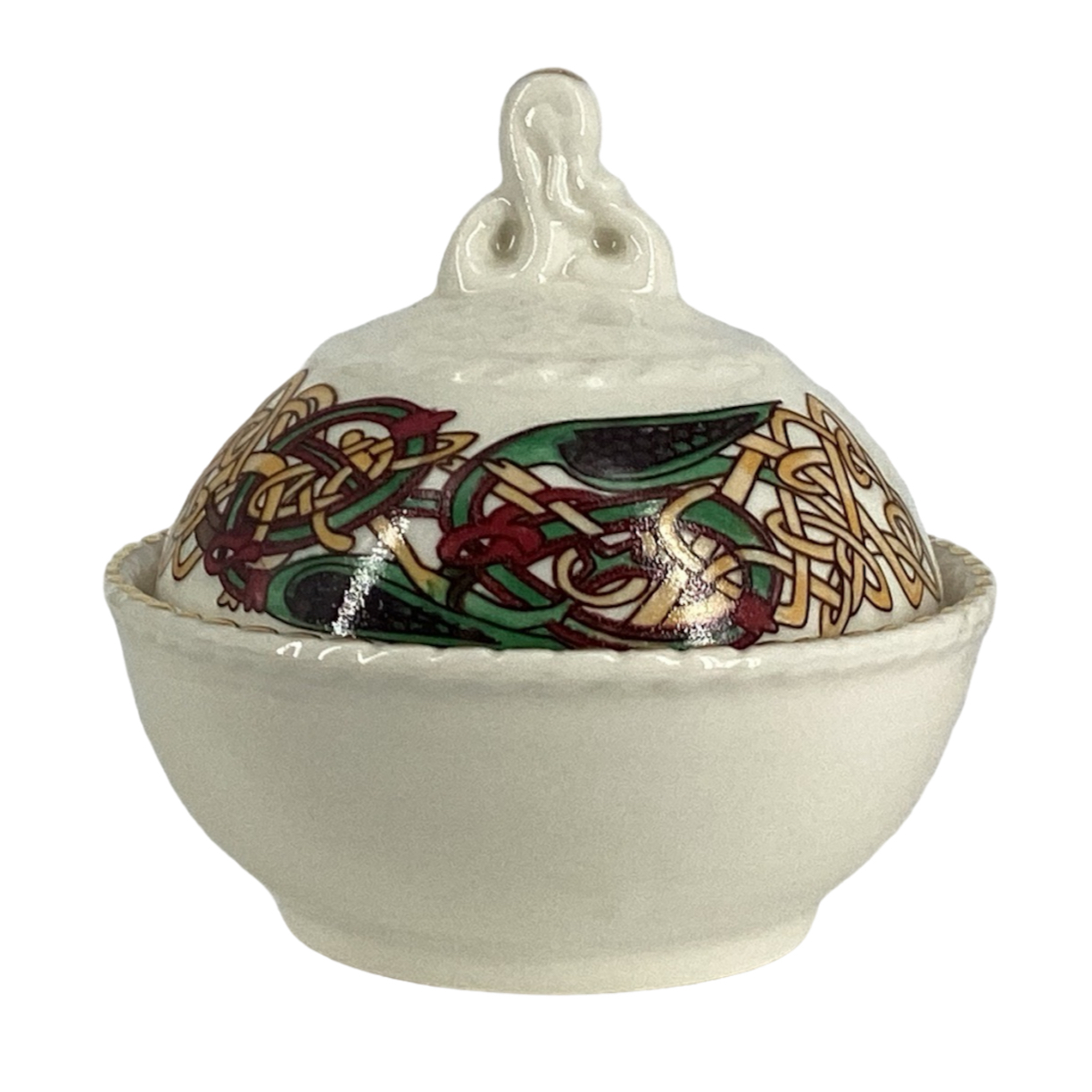 CRE Irish Porcelain Celtic Dragon Lidded Dish Galway Ireland