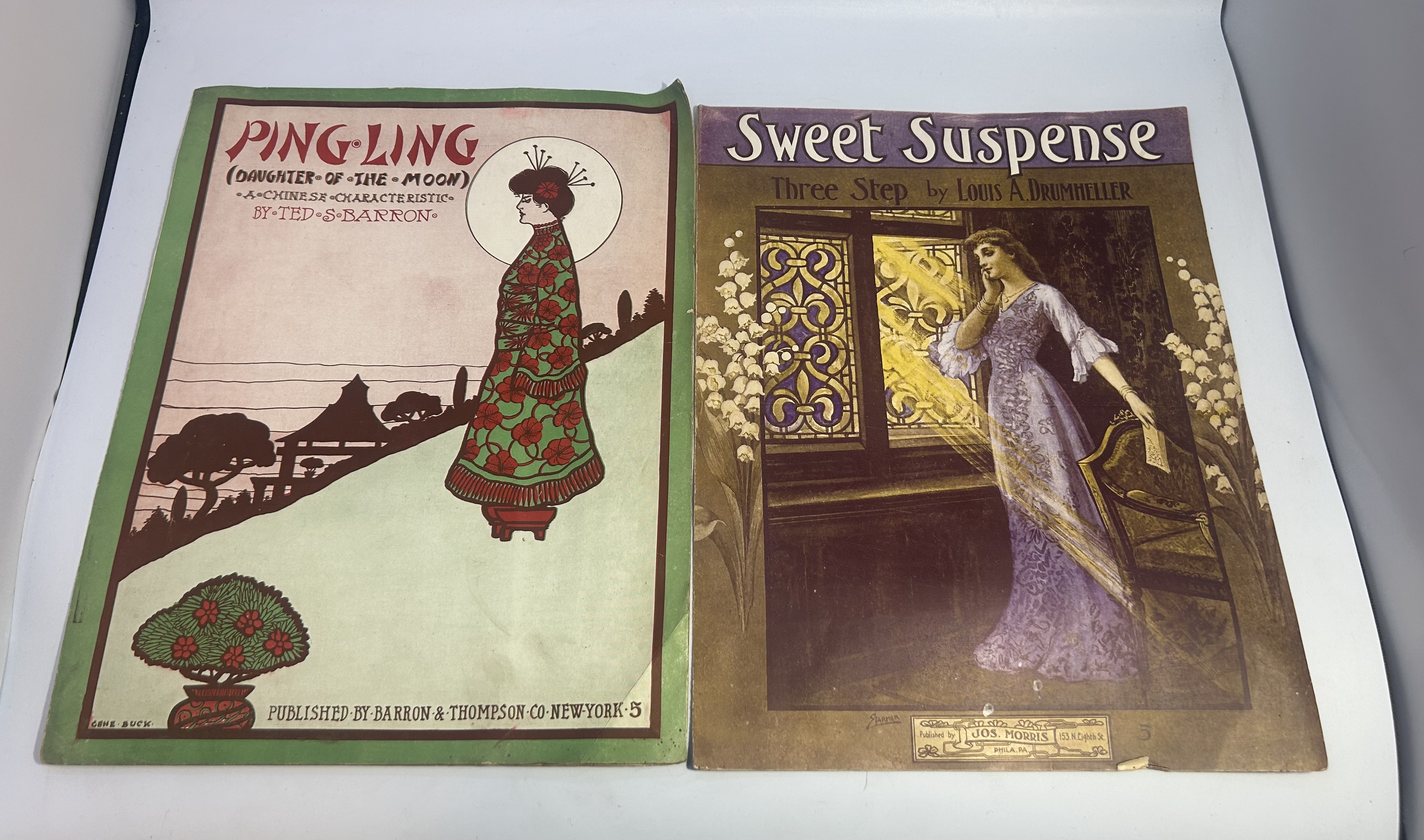 Antique Sheet Music 'Ping Ling (Daughter of the Moon) & 'Sweet Suspense'