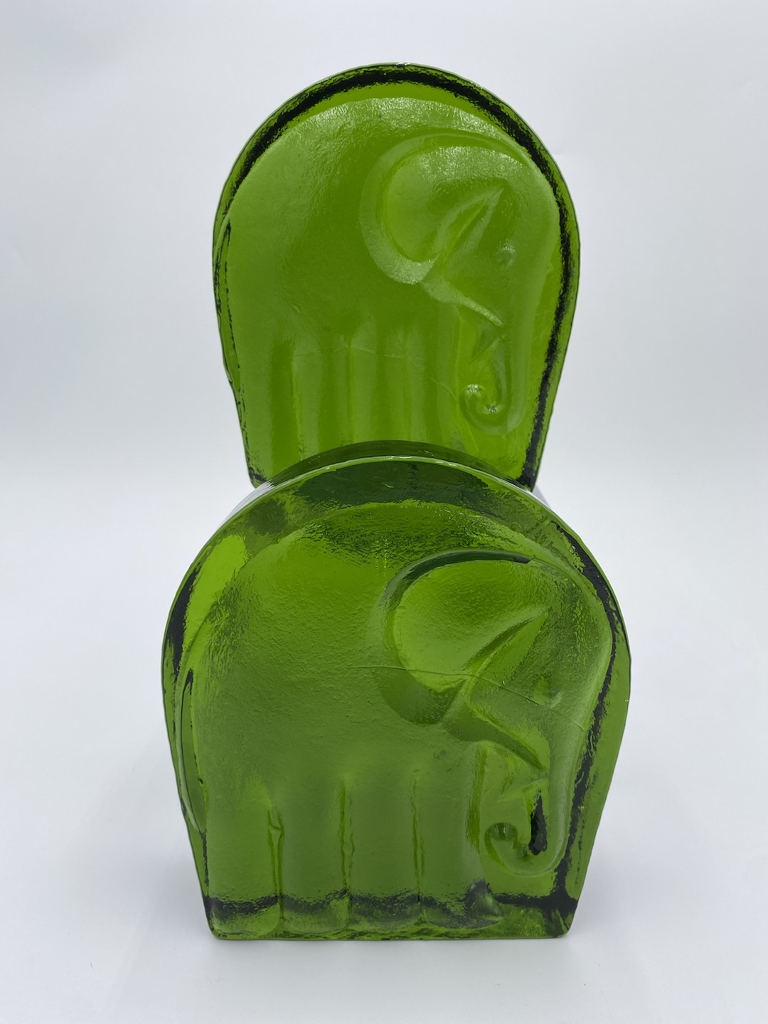 Pair-Vintage Blenko Glass Elephant Bookends, #699A, Green, 1969-1976, J ...