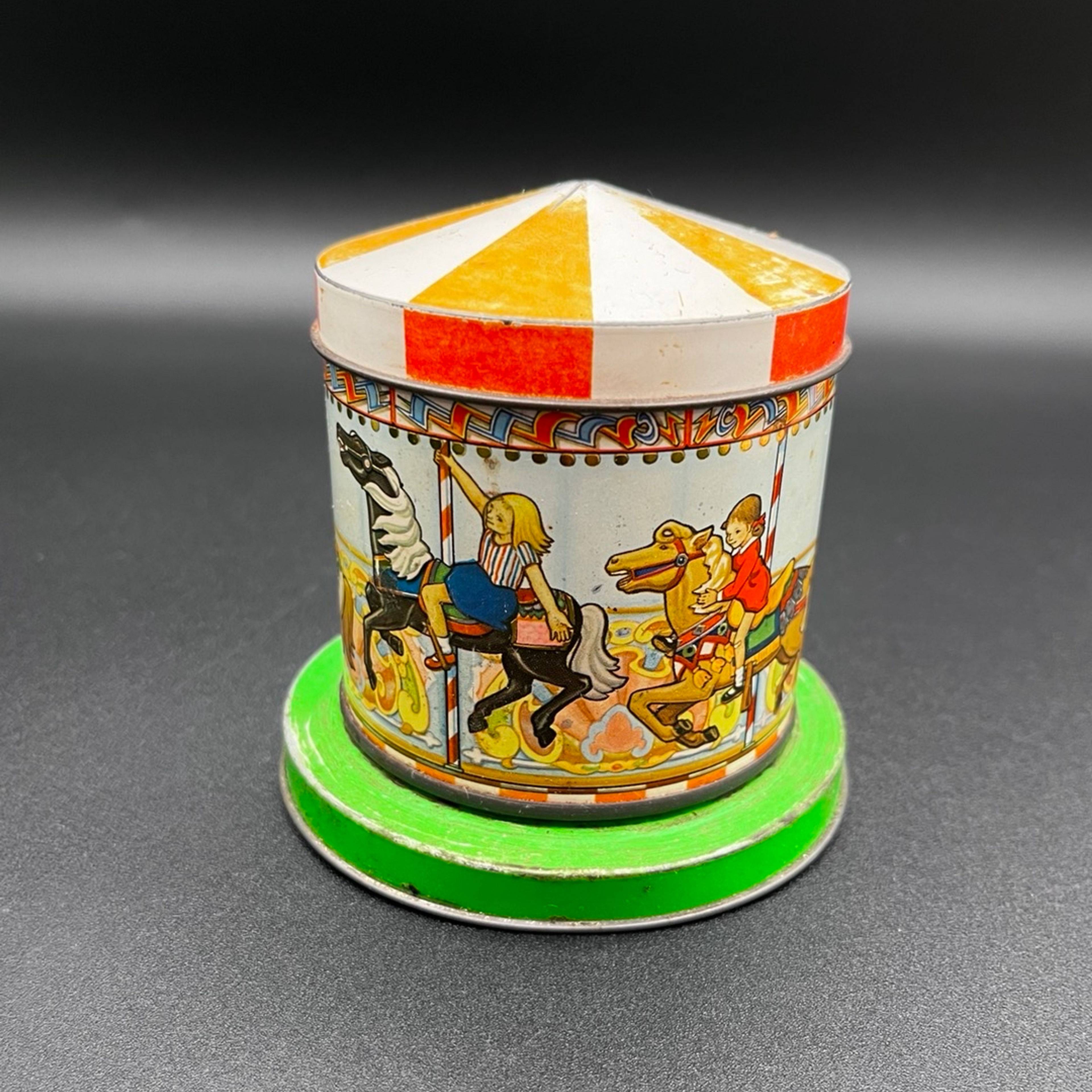 1985 Dana Kubrik Hunky Dory Spinning Merry-Go-Round Metal Toy Tin ...