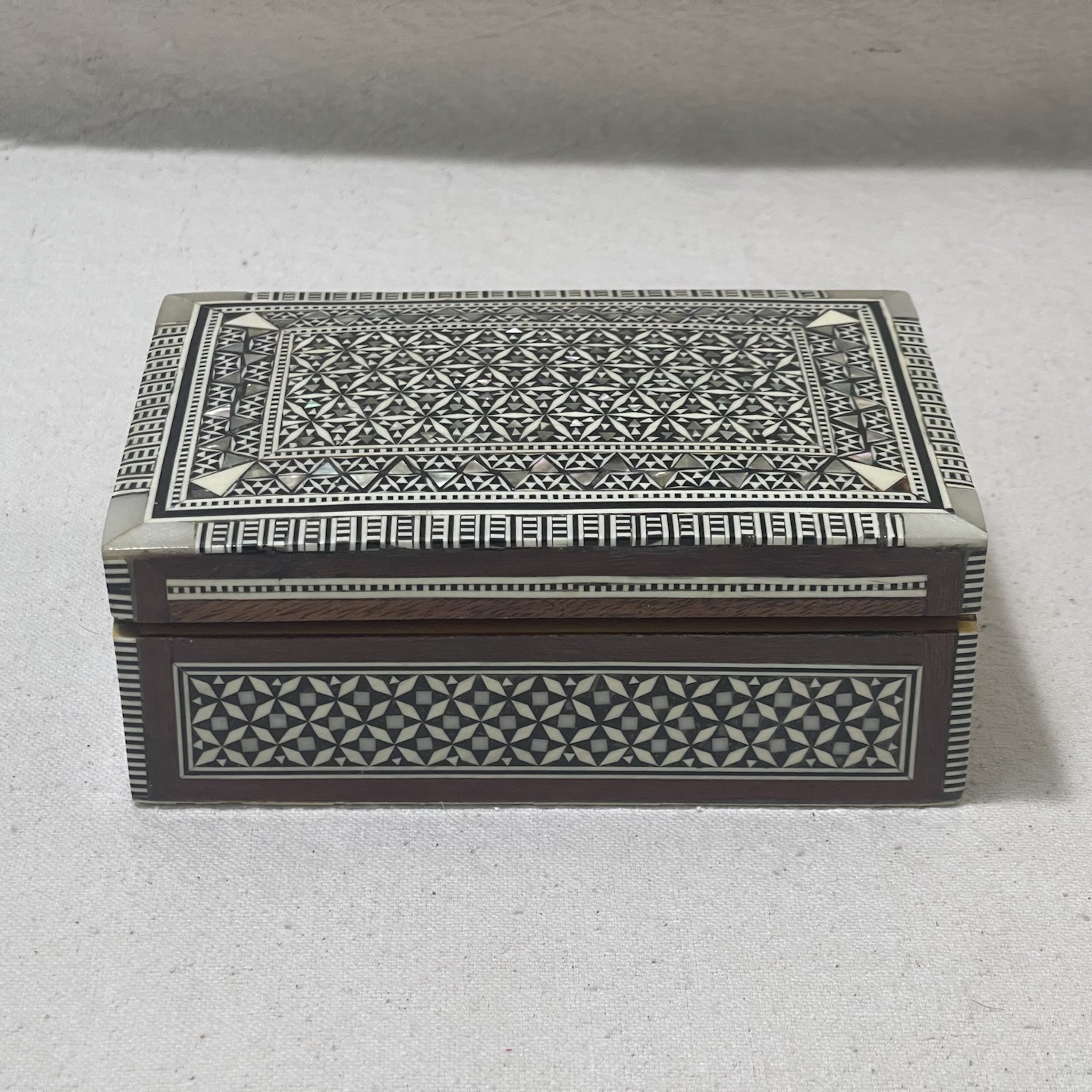 Handmade Middle Eastern Micro Mosaic Box Mother of Pearl Inlay Wood ...