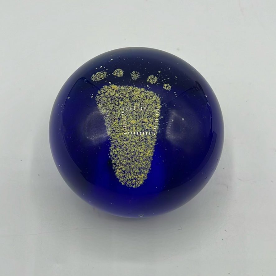 Gold Footprint Blue Paperweight