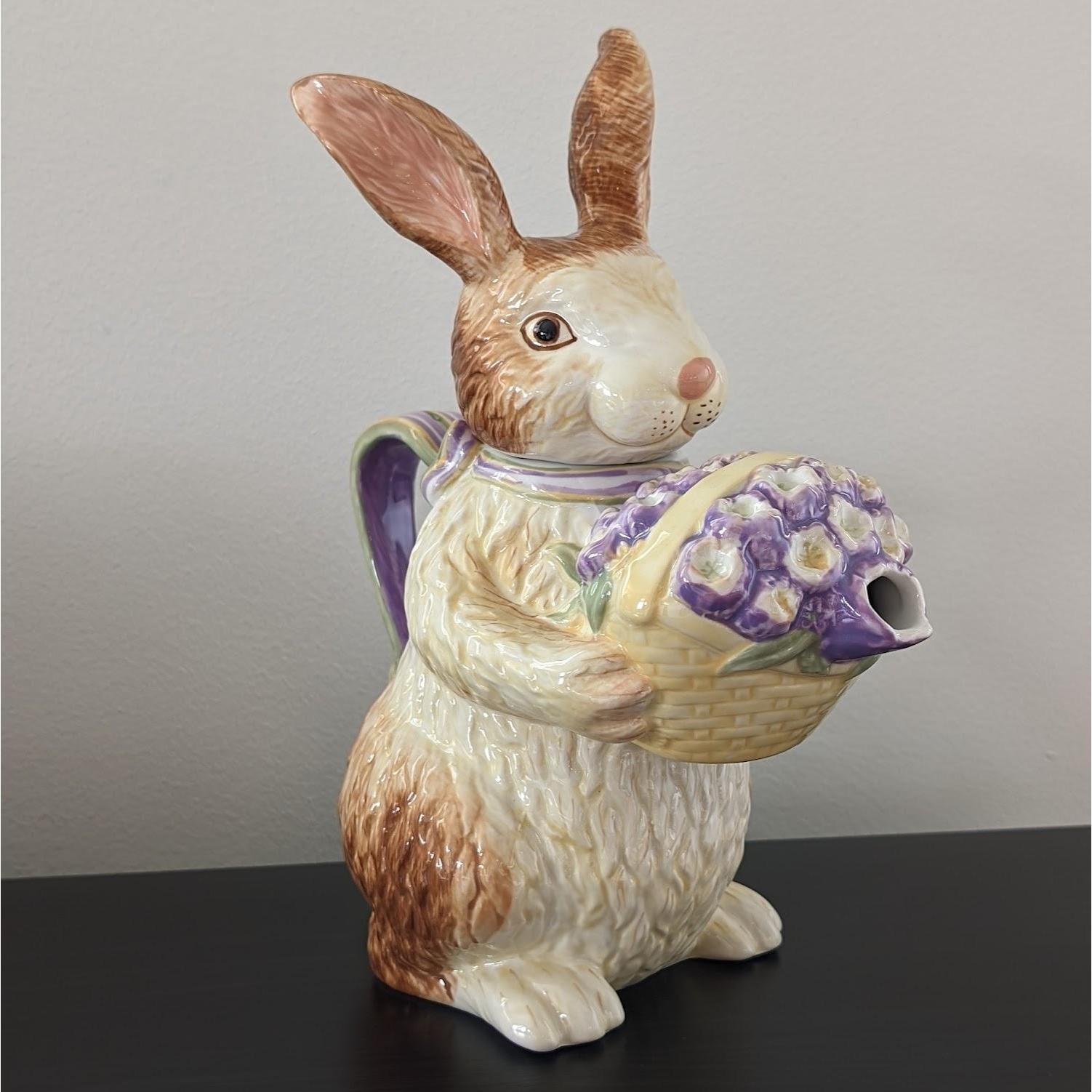 Longaberger Pottery Bunny Rabbit Teapot - Spring Summer Easter - 2006 ...