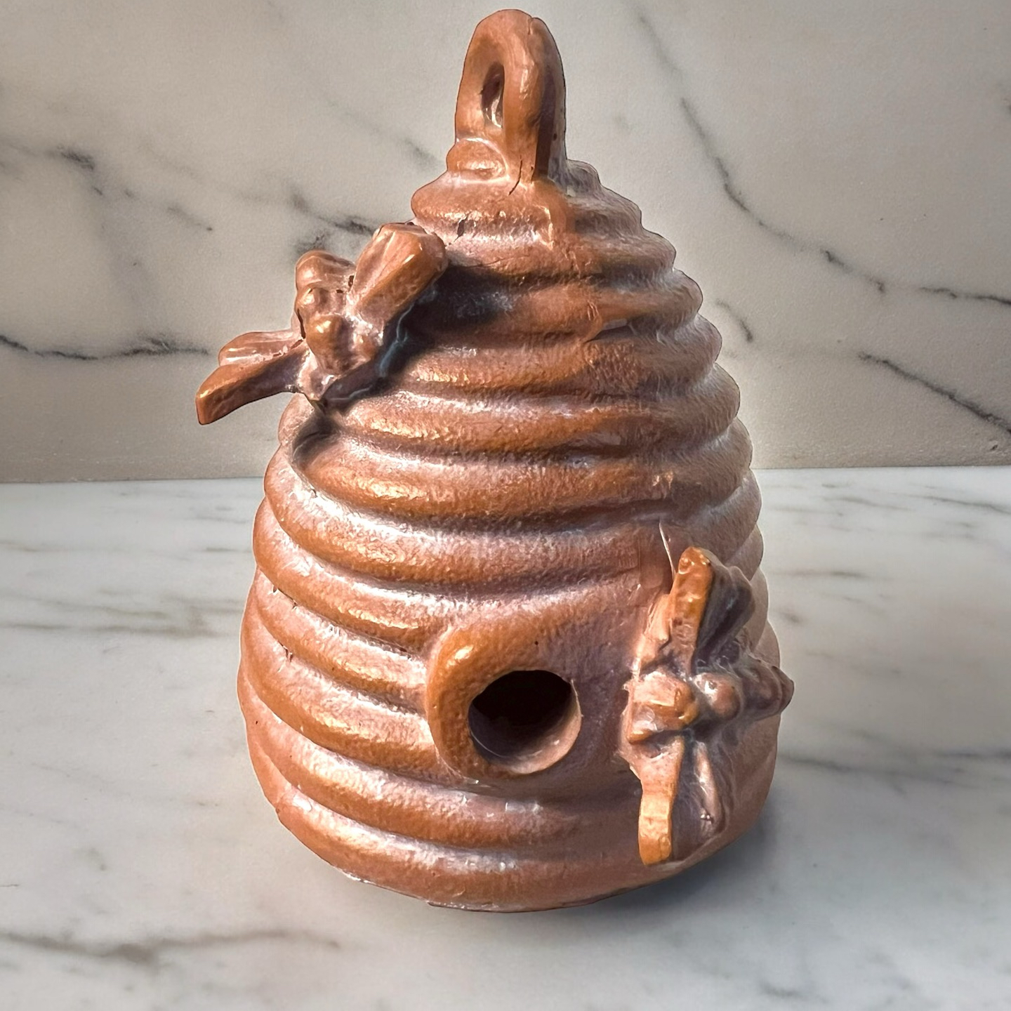 034a. Pottery Bee Hive With Bees