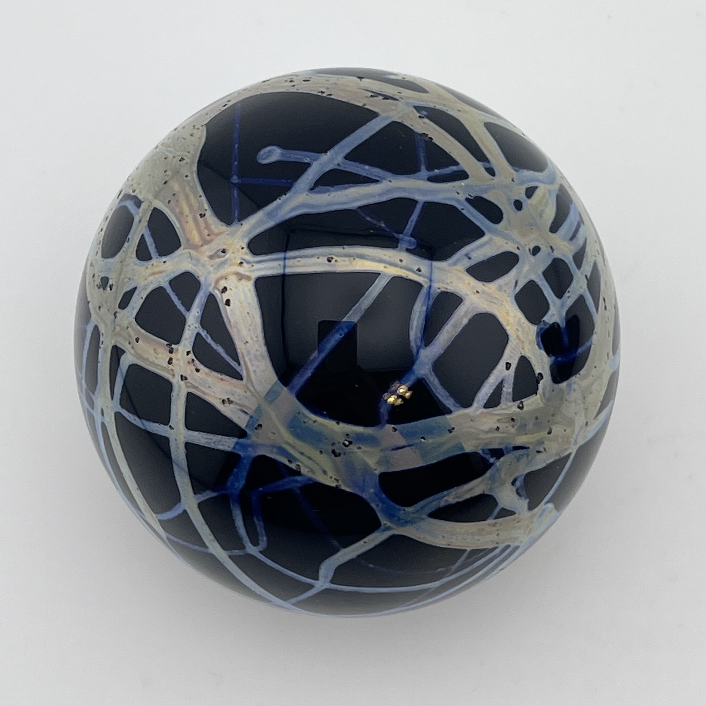 Early Mark Matthews Signed Black With Iridescent Swirl Art Glass ...