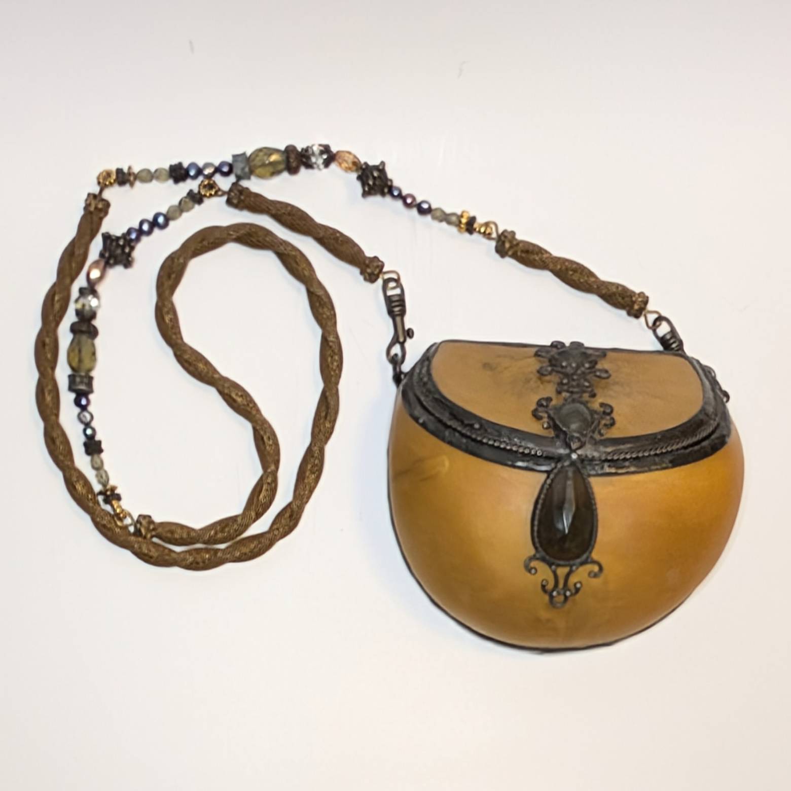 1980s Maya Evangelista hard shell Stone and bead Hand Crafted Crossbody ...