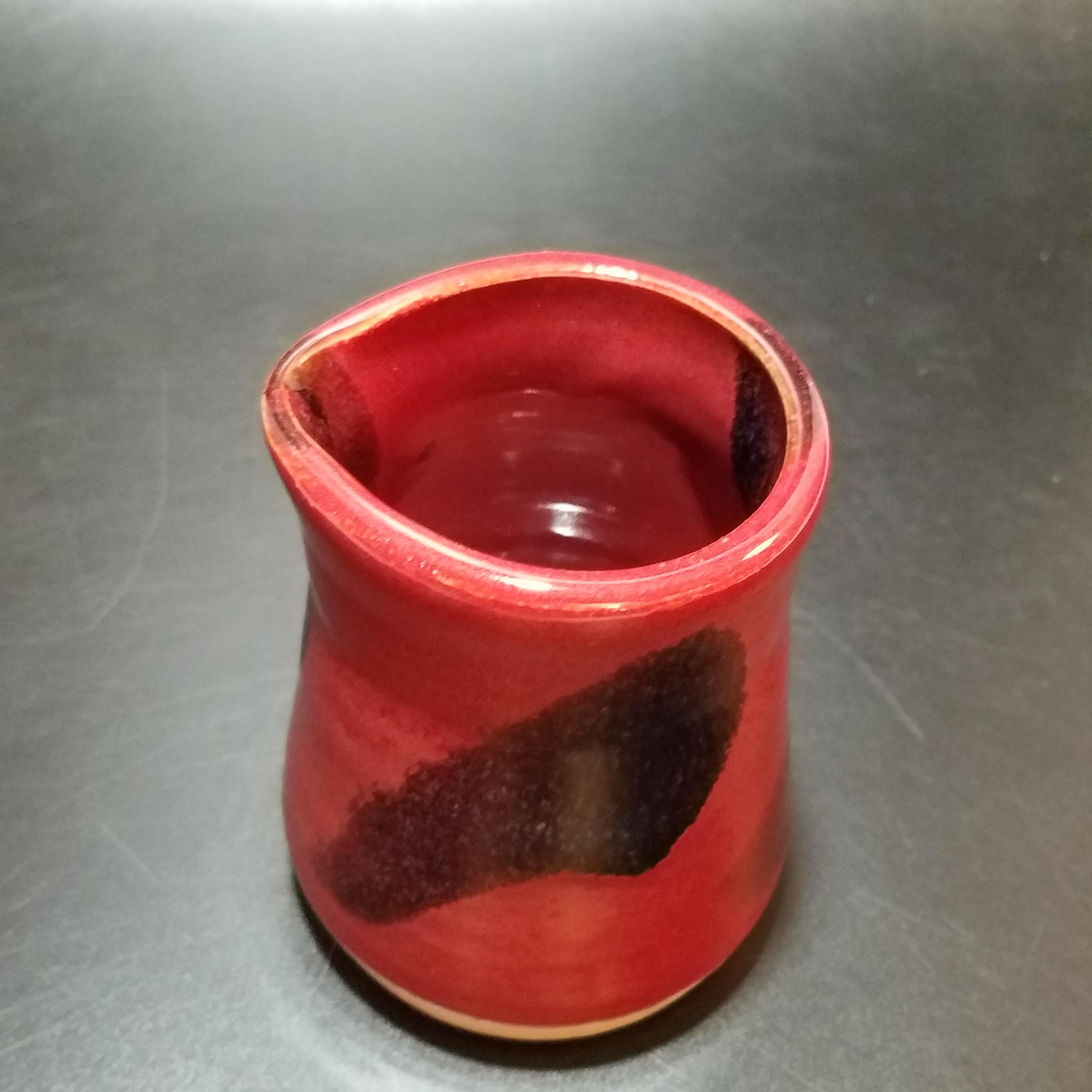 Hand Crafted Pottery Creamer Zappa Clay Deep Red Burgundy Hand Painted ...