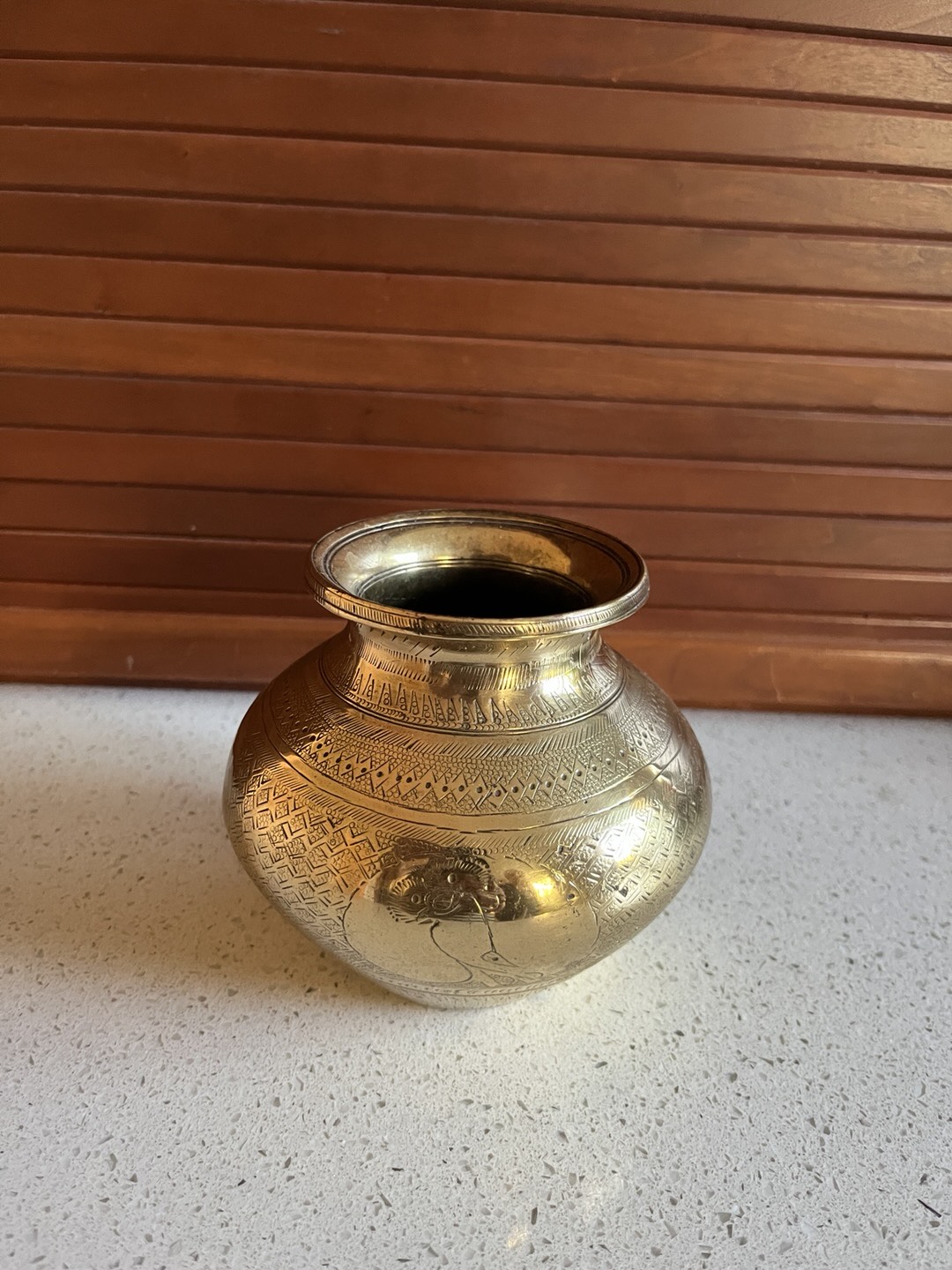 Solid Etched Brass Kalash Vase