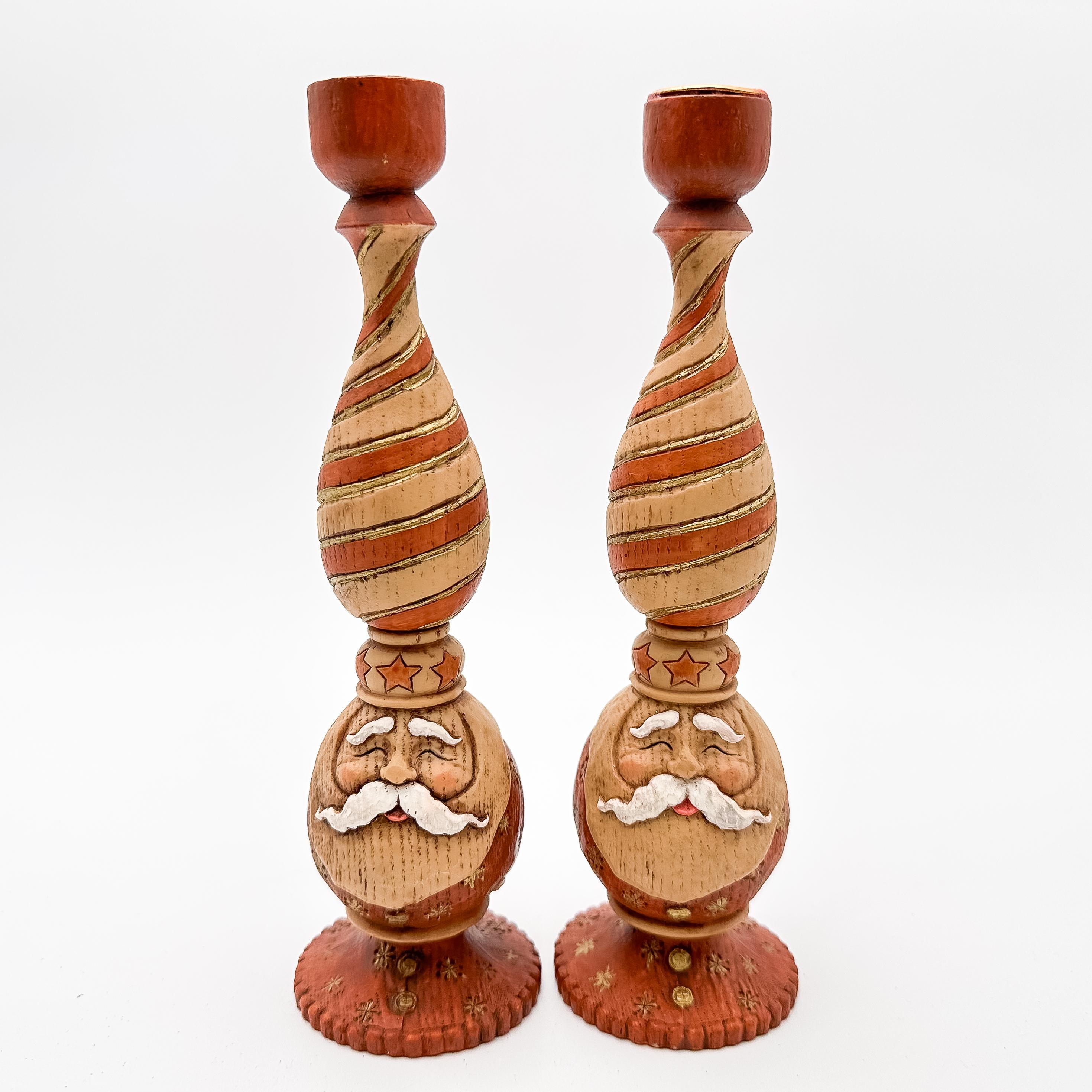 Christmas Santa Claus Taper Candle Holders Unbranded