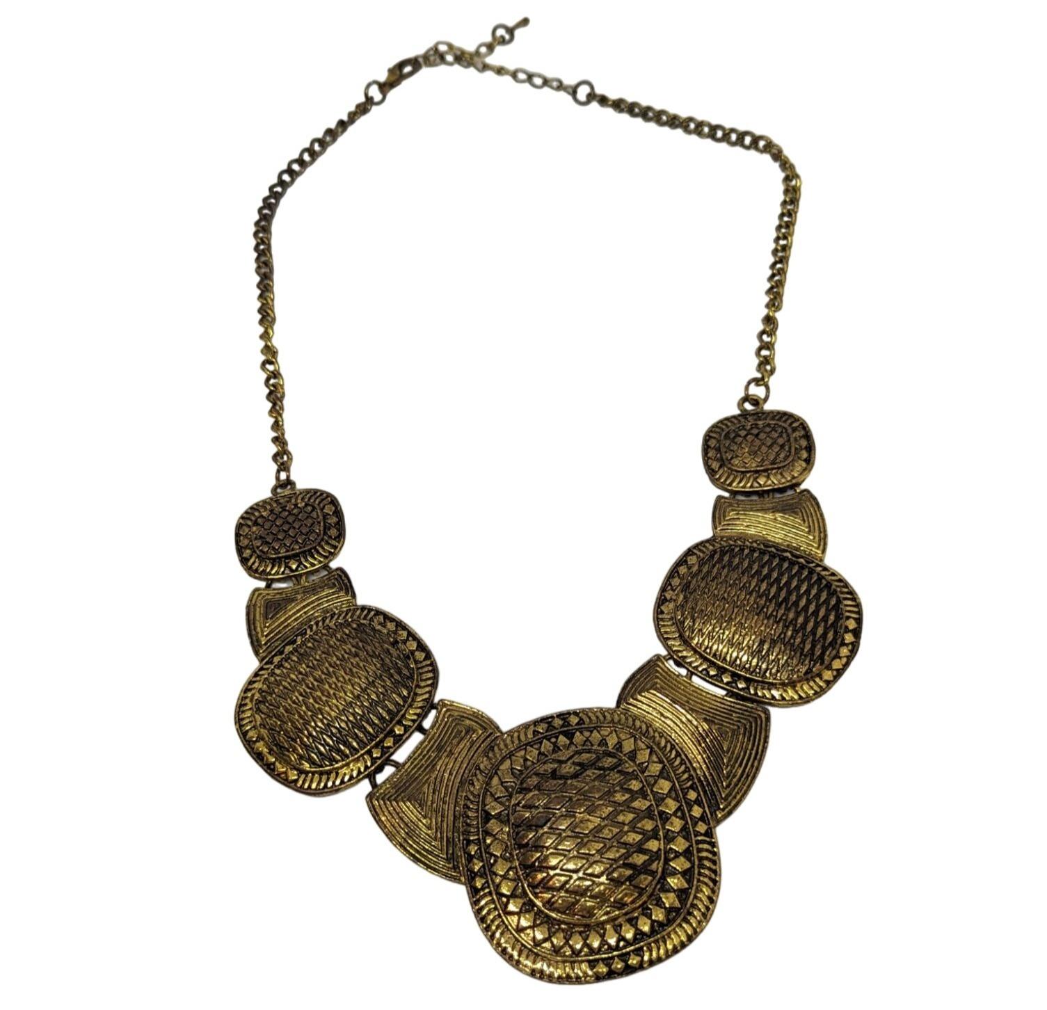 Boho Gladiator Chunky Gold Statement Necklace Manatee Length