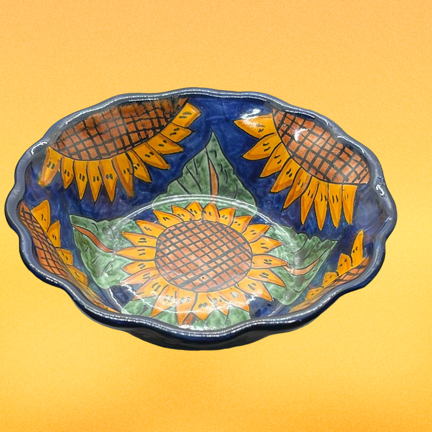 05. Vintage Handmade, Sunflower Pottery Bowl.
