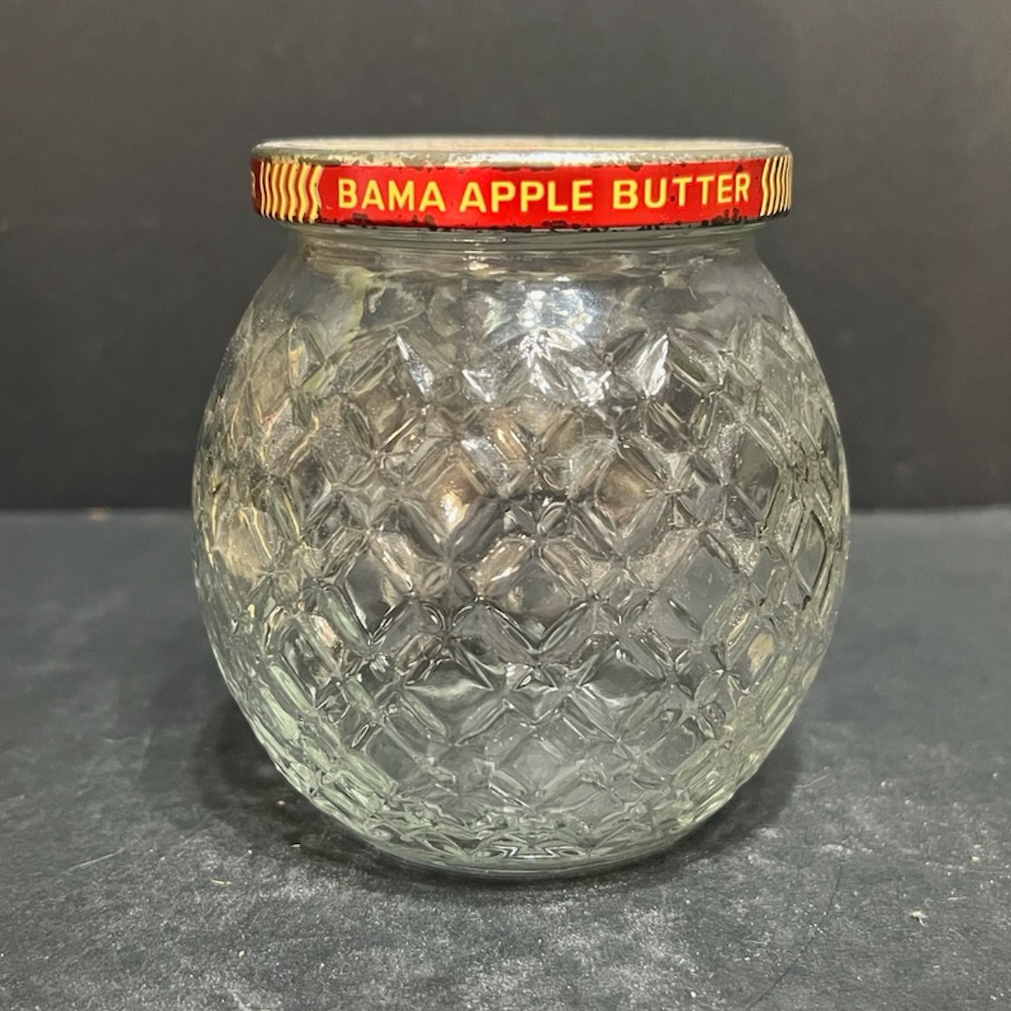 MARKDOWN! Bama Apple Butter Quilted Jar ~4” x 3.5” diameter