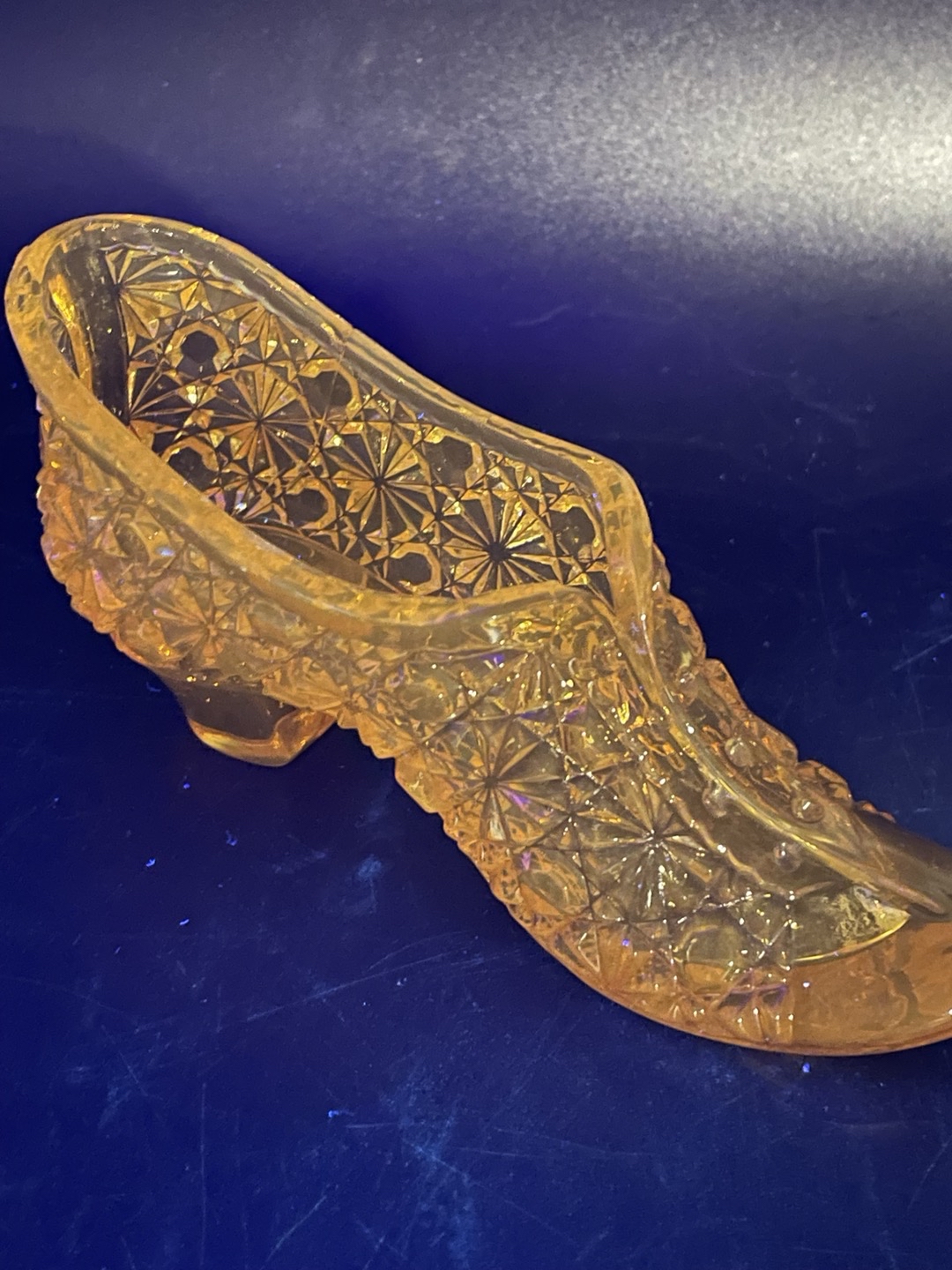 Duncan & Sons Antique Glass Daisy Button Slipper Shoe 1886