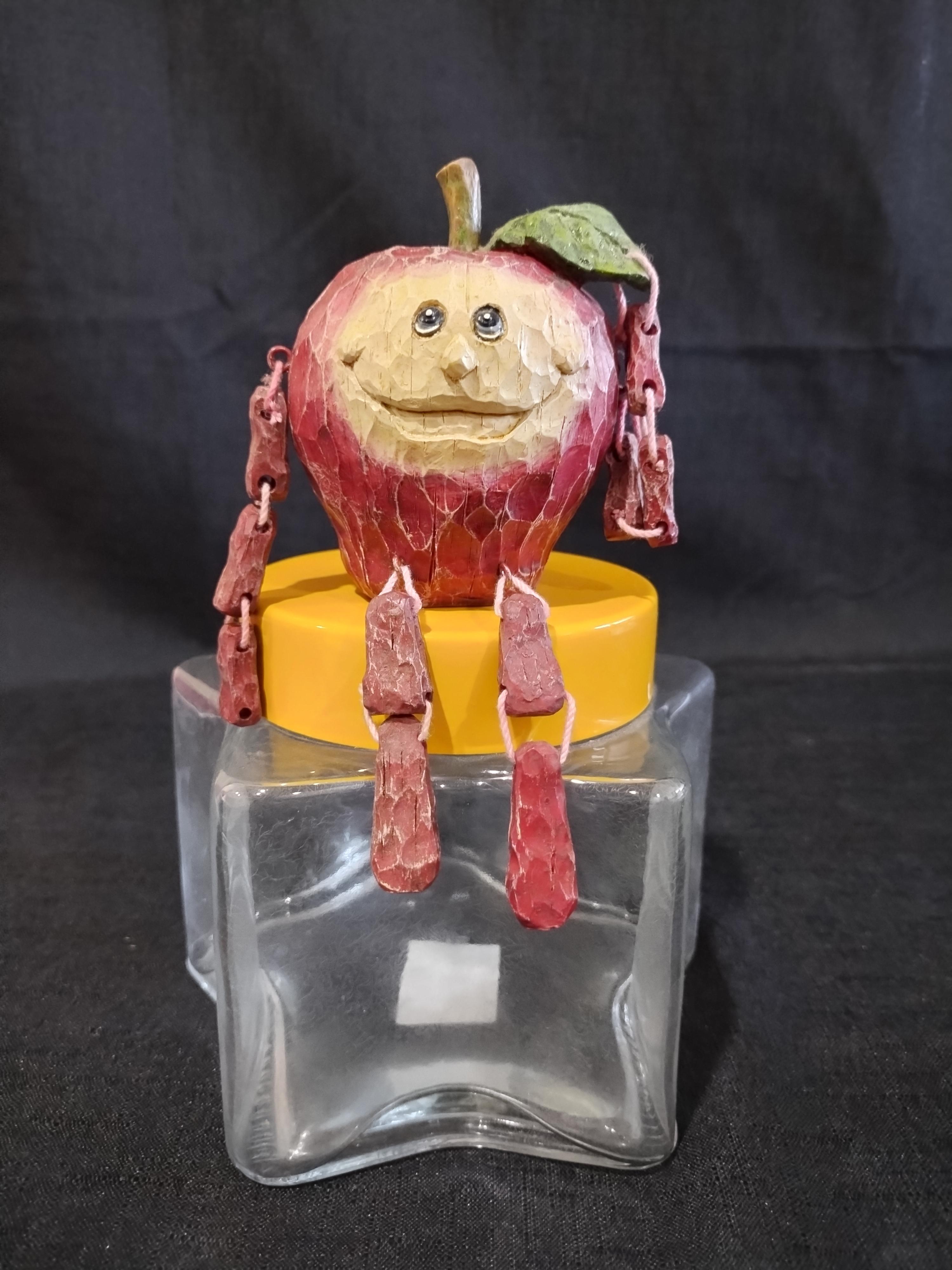 Vintage Red Apple Fruit Anthropomorphic Shelf Sitter Jointed Resin Figure