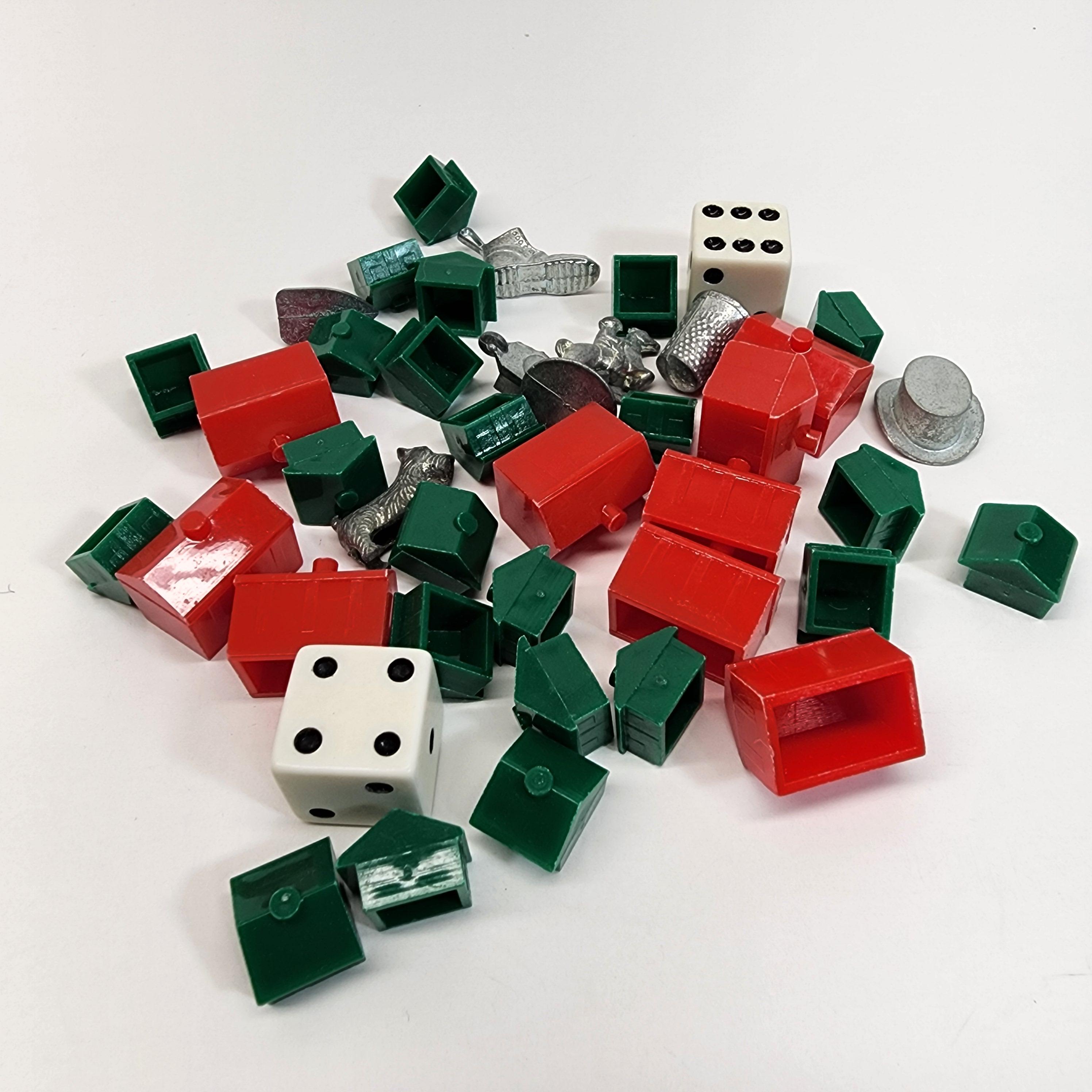 Monopoly Original Vintage Game Pieces Houses Pawns Dice Replacement Lot ...