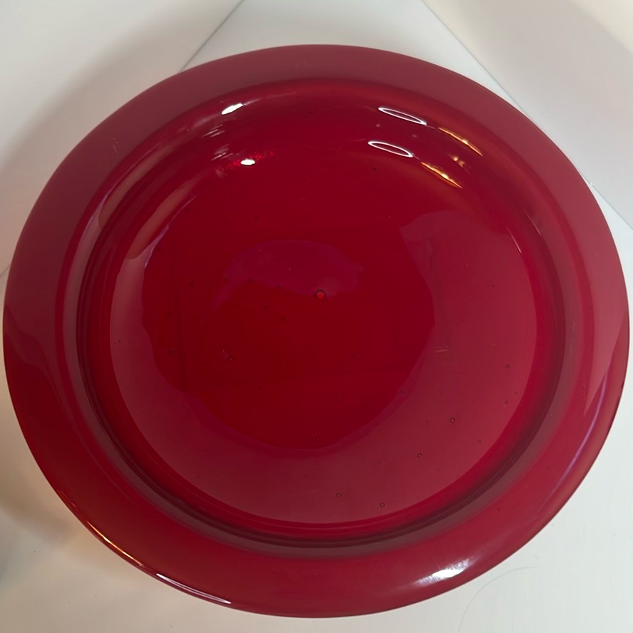 Red Glass Artisan Made & Signed Plate