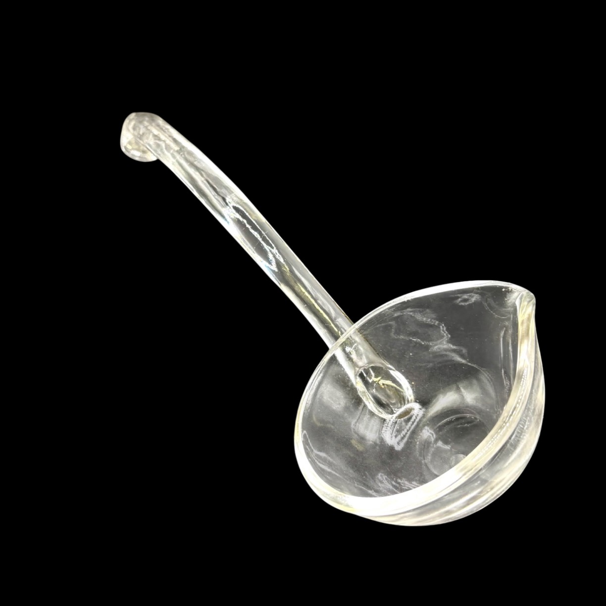 Vintage Clear Glass Footed Punch Ladle Dipper Curved Handle 13 Inches