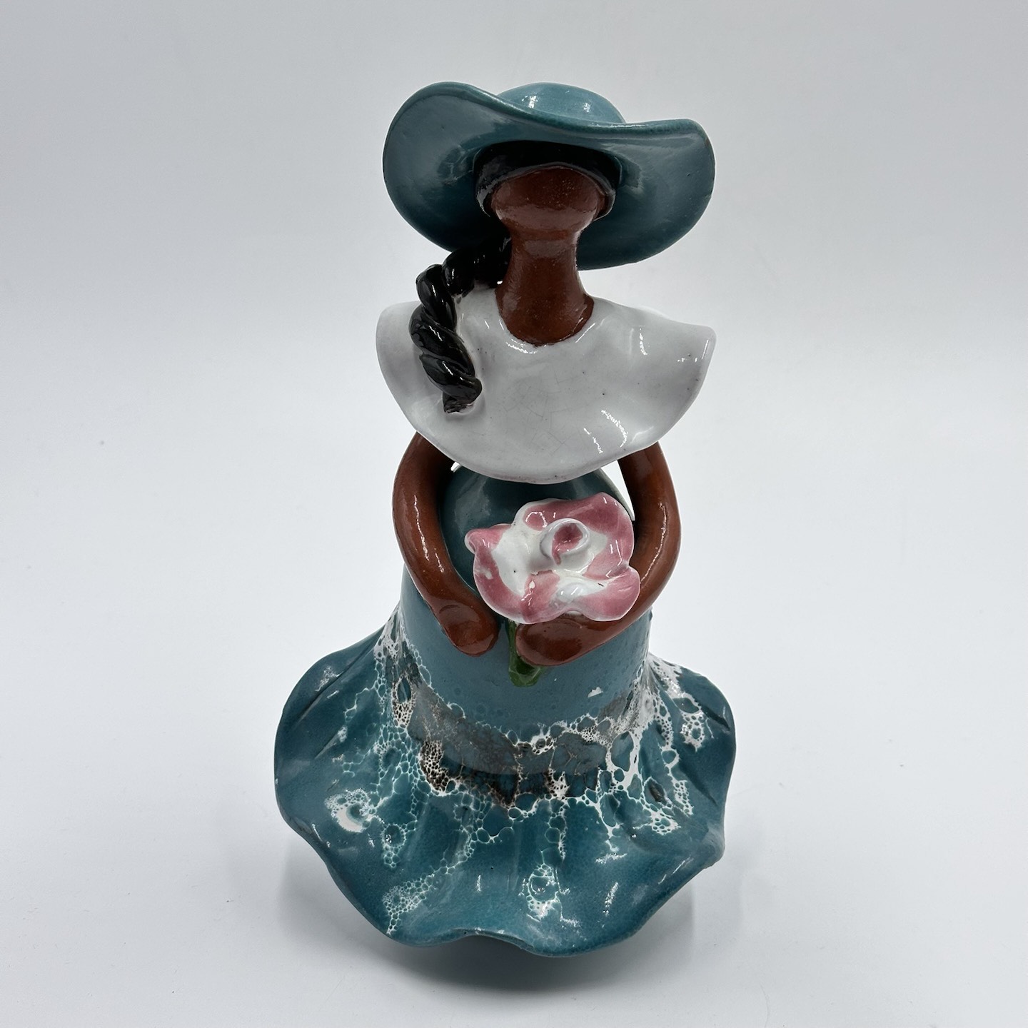 Folk Art Pottery Dominican Muñeca Limé Terracotta Faceless Woman Flower ...