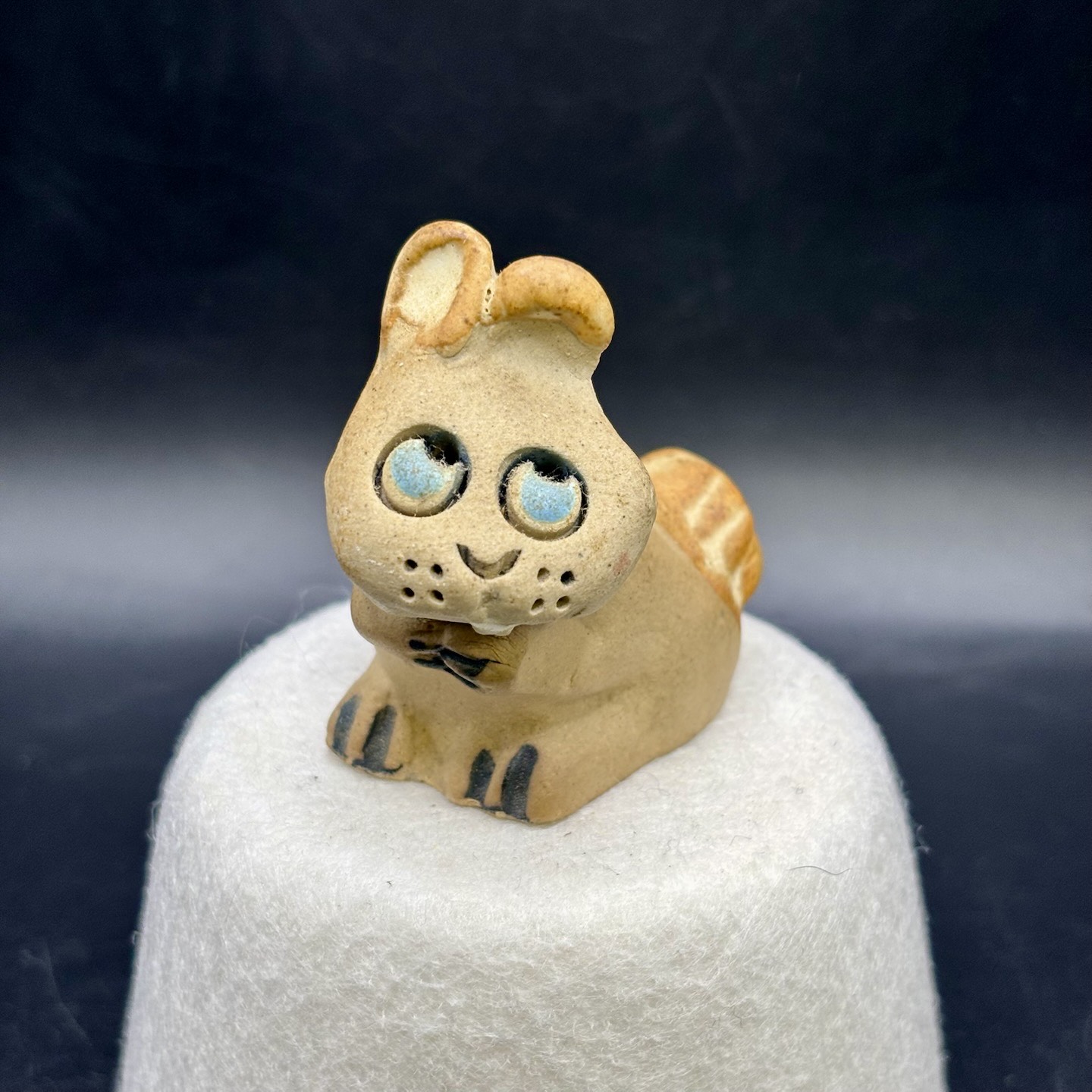 Mini Pottery Eye Rolling Bunny Rabbit Figurine 2” England