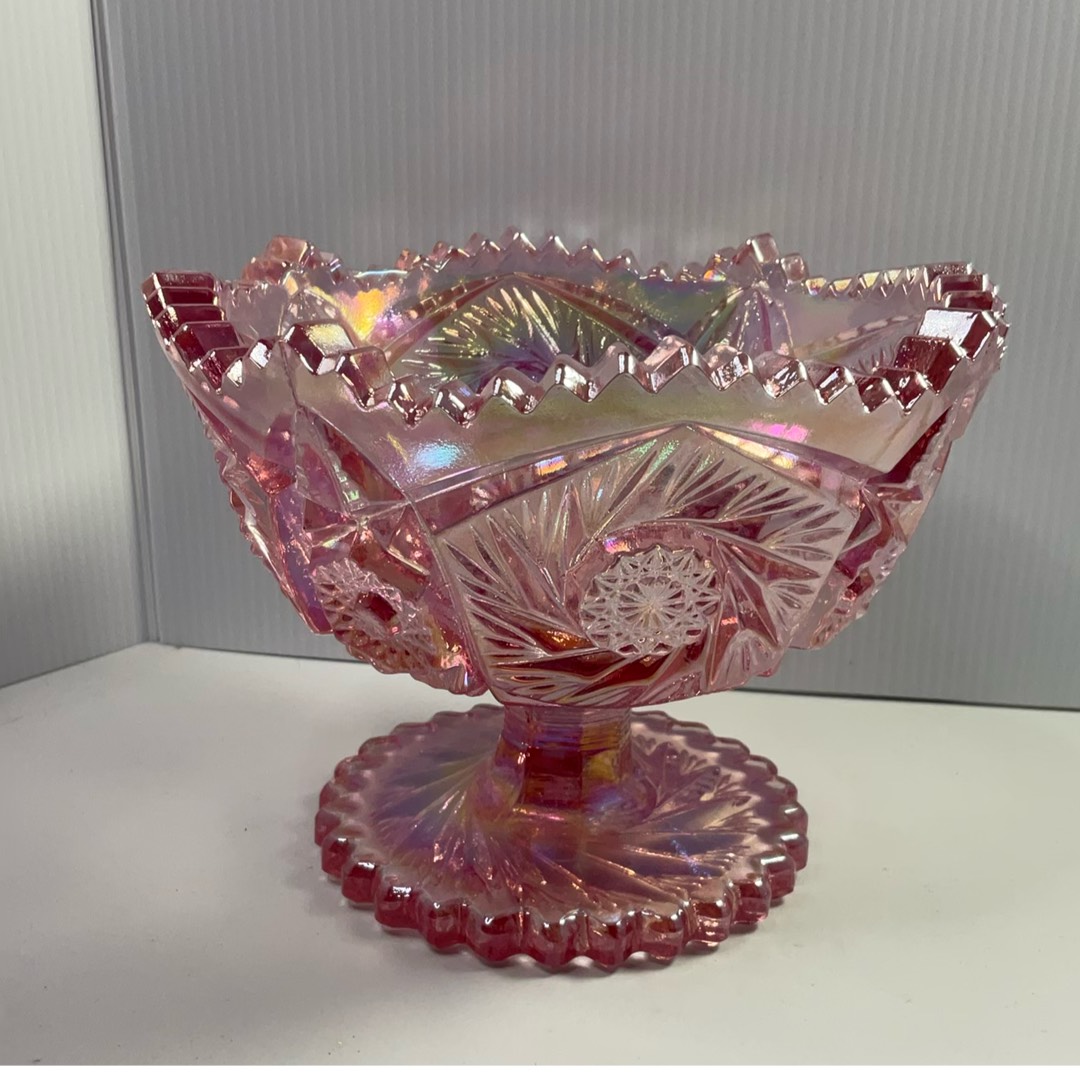 #01 - 016 Smith Smith Comet In The Stars Iridescent Pink Compote Dish