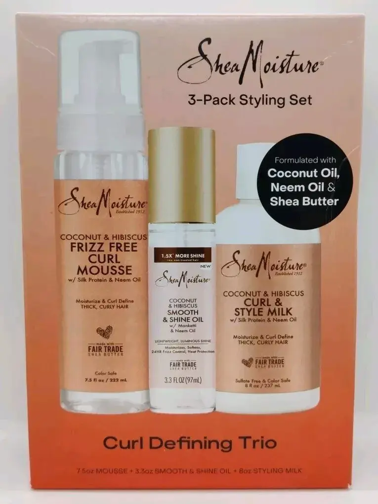 Shea Moisture - 3 Pack Styling Set - Mousse, Smooth Shine Oil, Curl ...