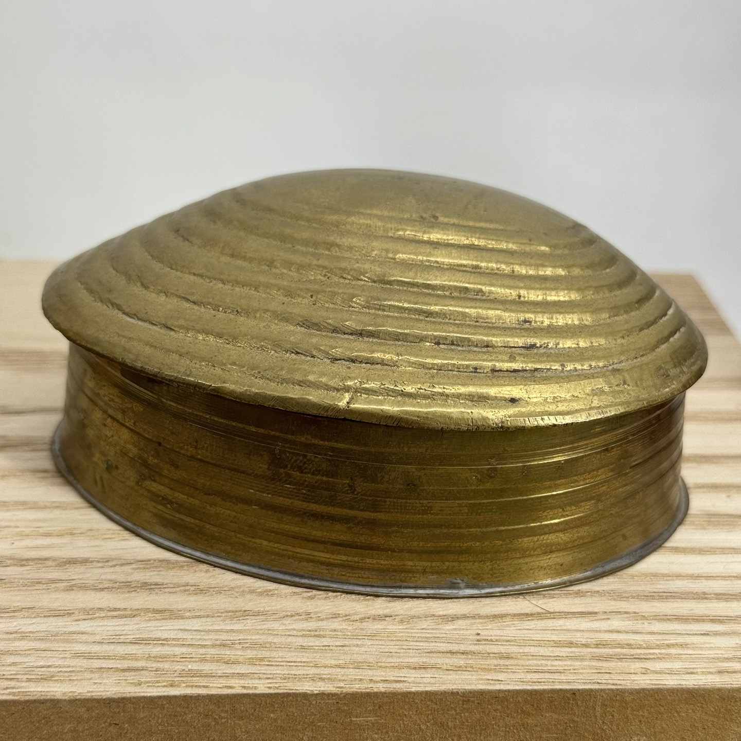 Brass Clam Shell Hinged Trinket Box