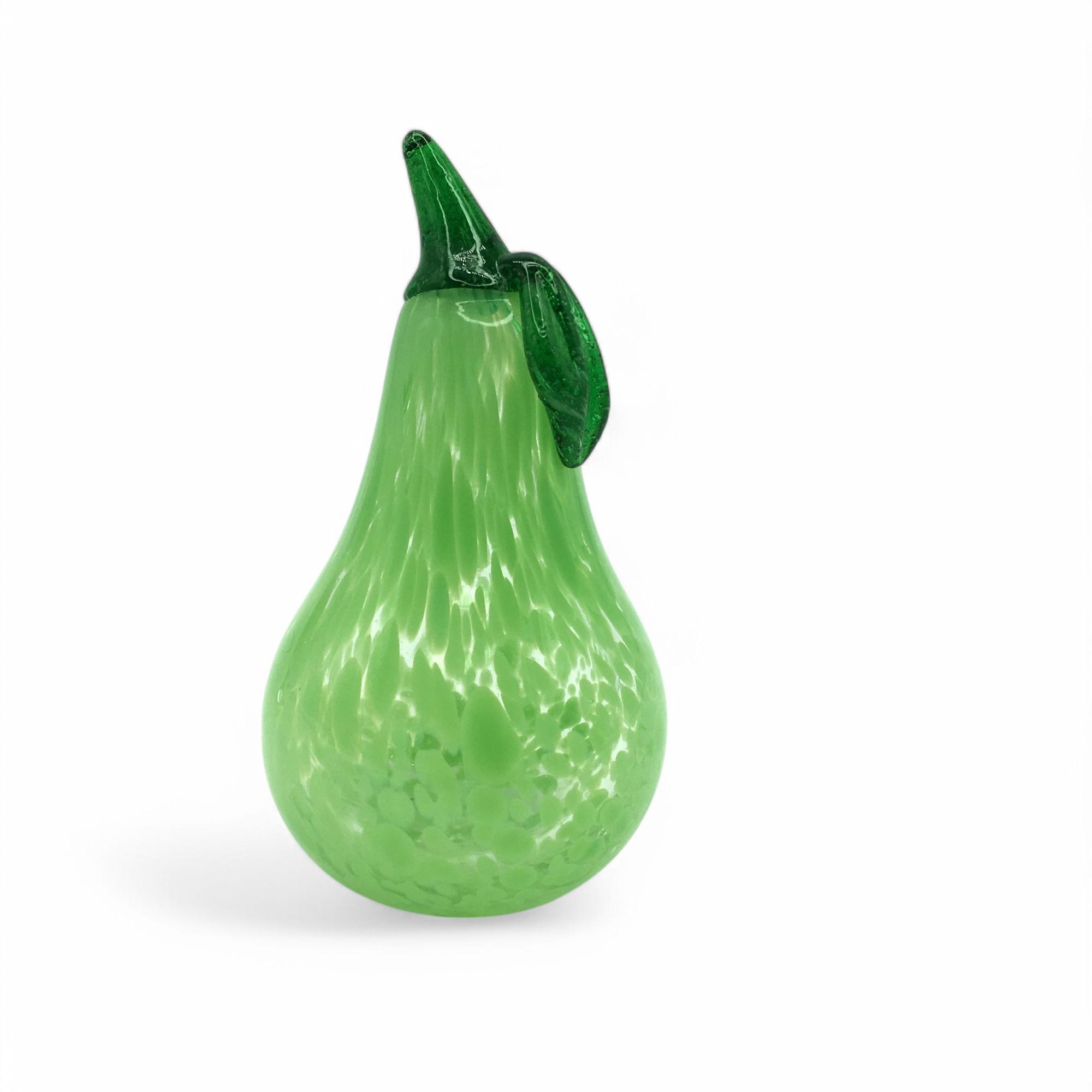Art Glass PEAR Fruit Green Mottled Venetian - Murano Style - 4" Tall ...