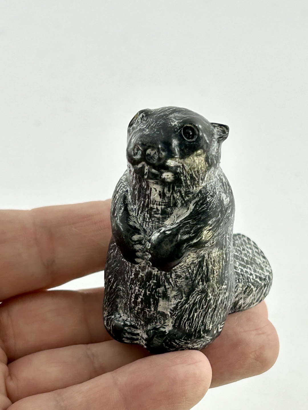Vintage A Wolf Original Hand Carved Soapstone Beaver Figurine Canada