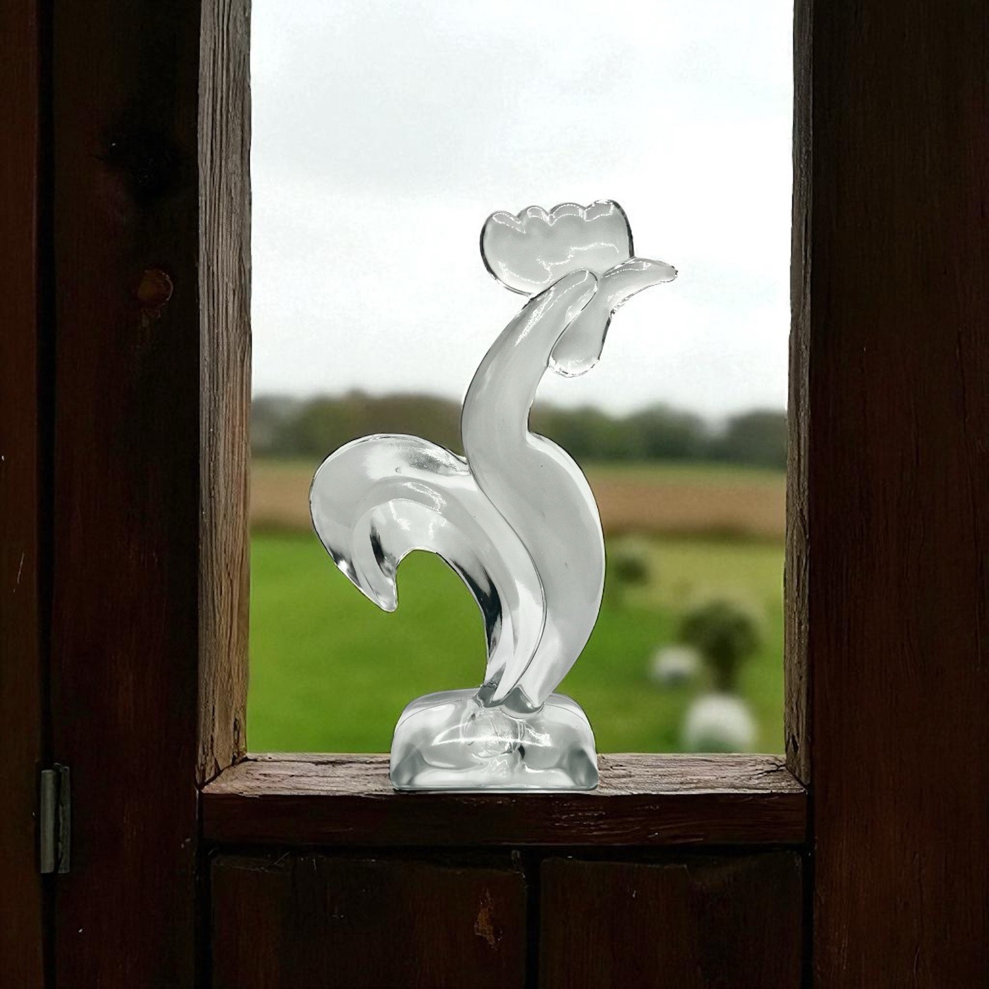 Rare Viking Art Glass Rooster Figurine – 1960s, 9.5” Tall