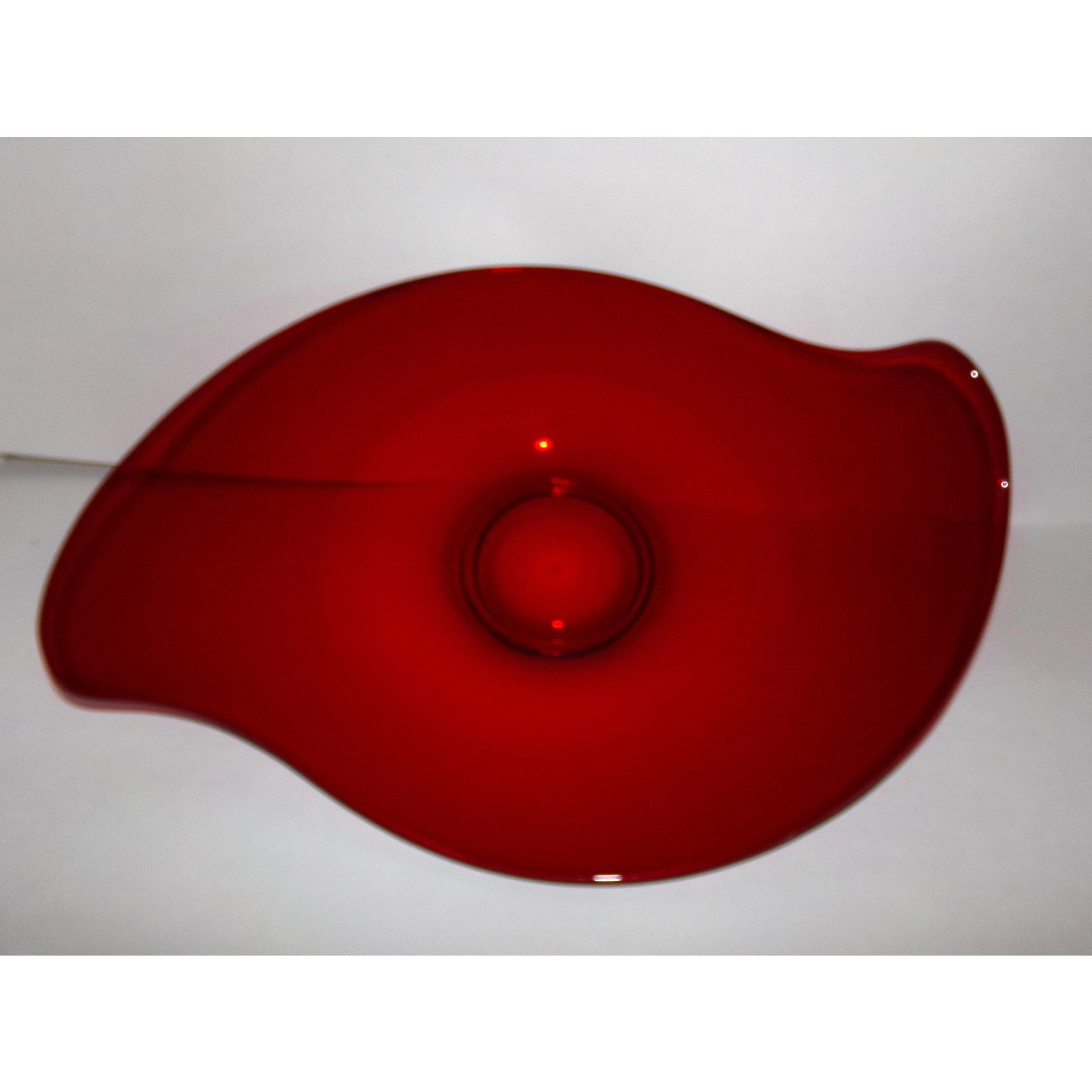 Vintage Viking Glass MCM, EPIC RUBY LARGE CONSOLE BOWL, HTF