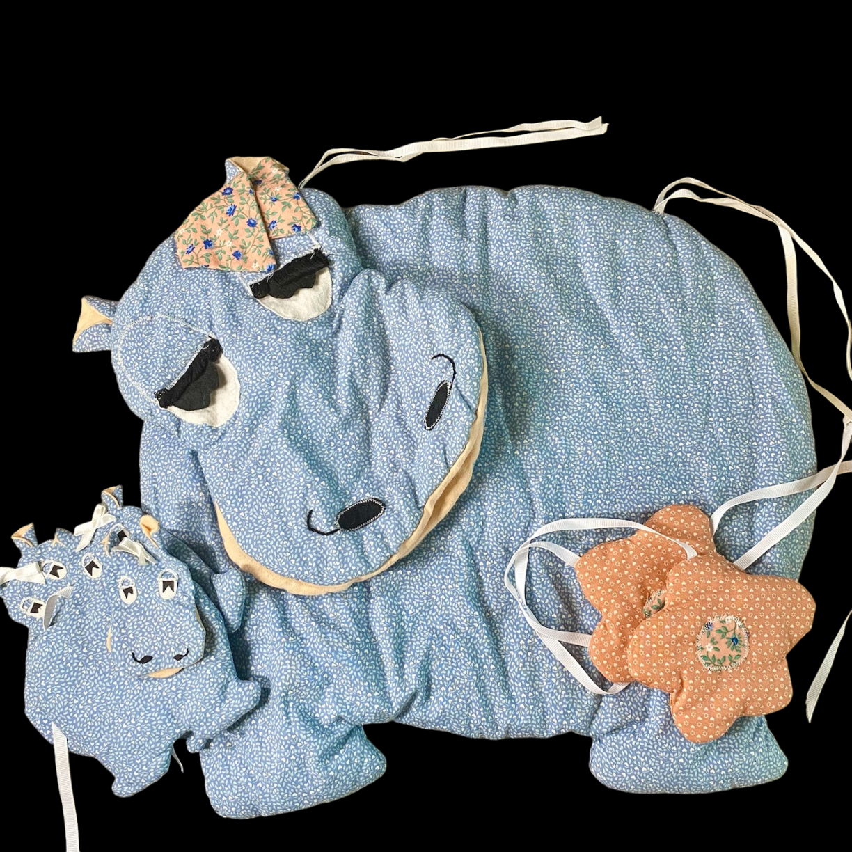 Handmade Kitsch Hippo Crib Decoration (6 Pieces)