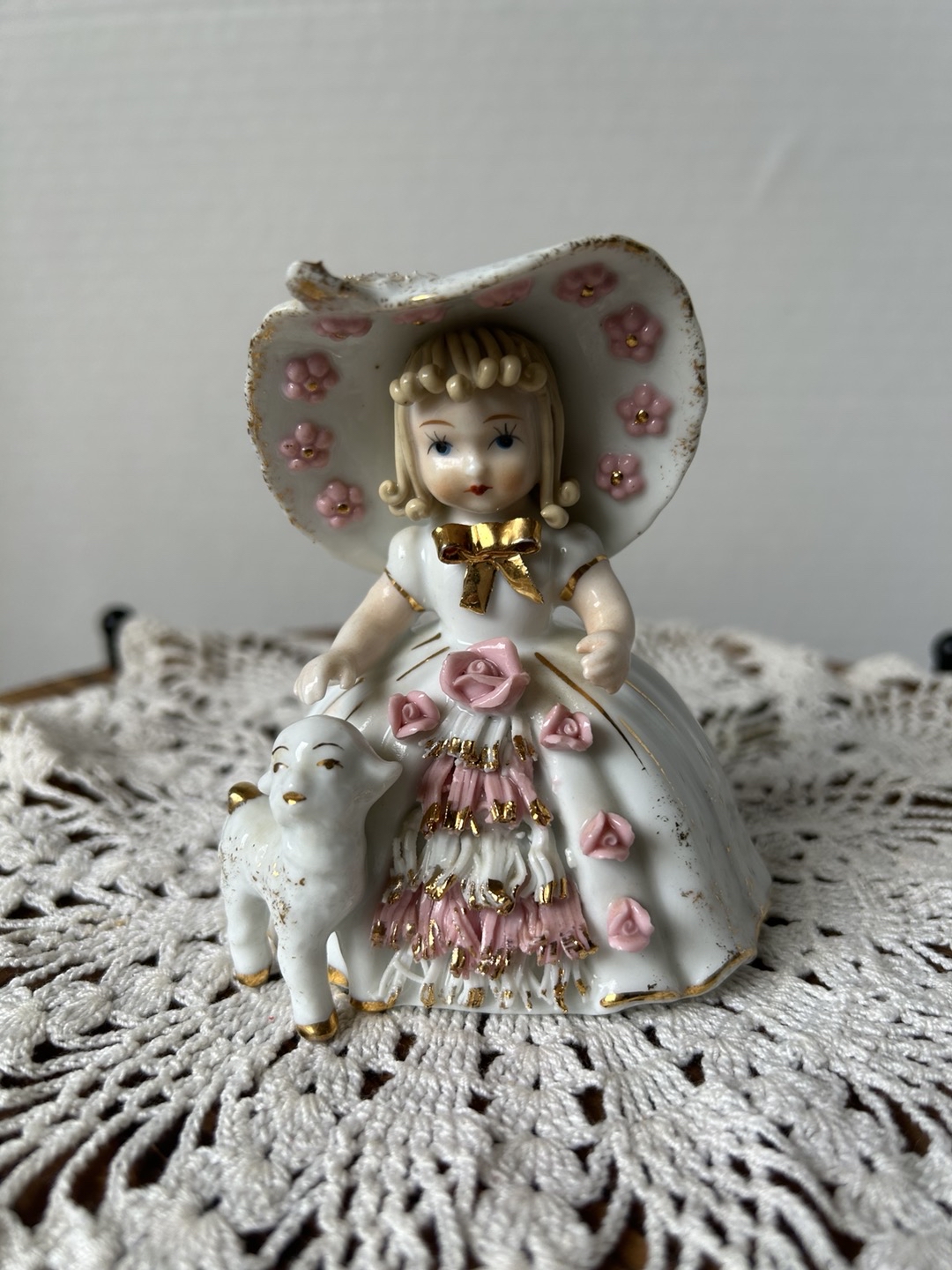 Vintage Lefton China Ceramic Mary Had A Little Lamb KW1052 Hand Painted ...