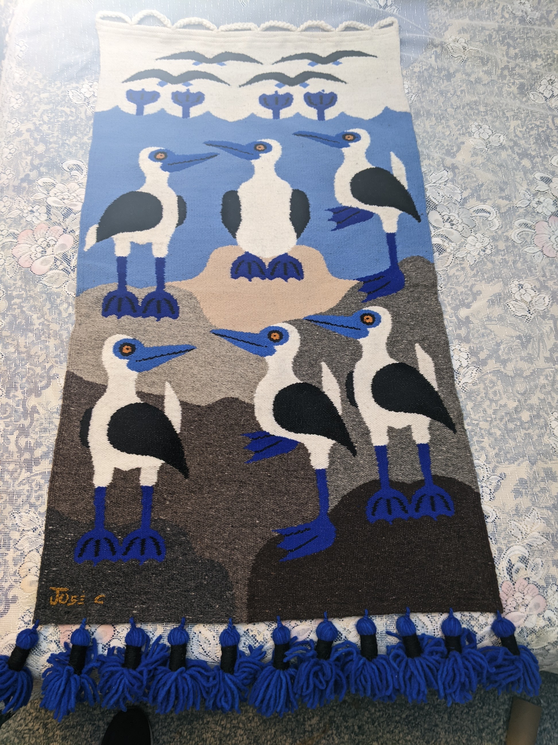 Jose Cotacachi Wool Hand Weaving Tapestry Wall Hanging Ecuador Boho ...