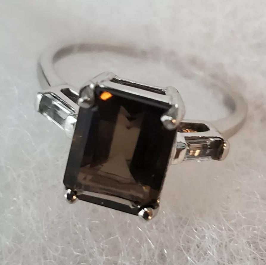 925 Sterling Silver STS Jewels Smoky Quartz Ring Sz 7.75