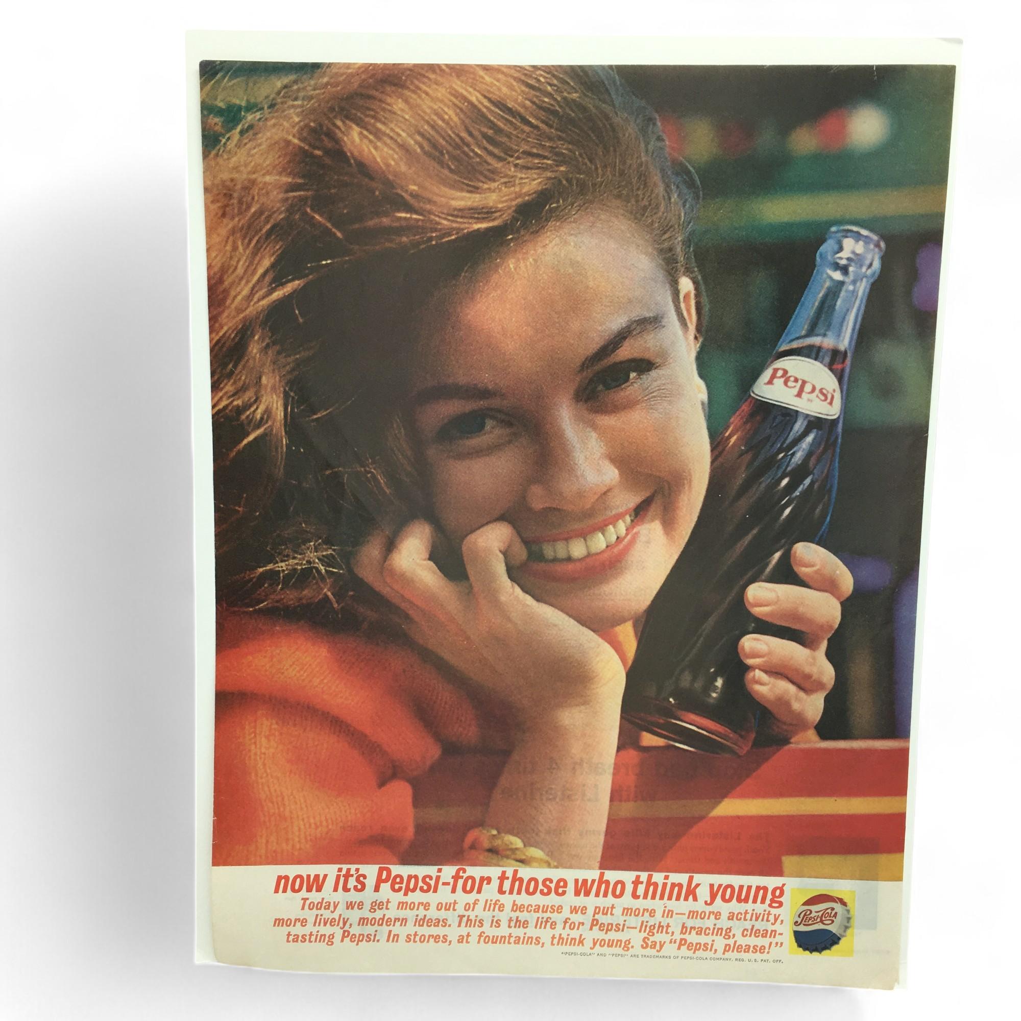 PEPSI 1961 Magazine Advertising 10.5 by 13.5 - For Those Who Think Young Beauty