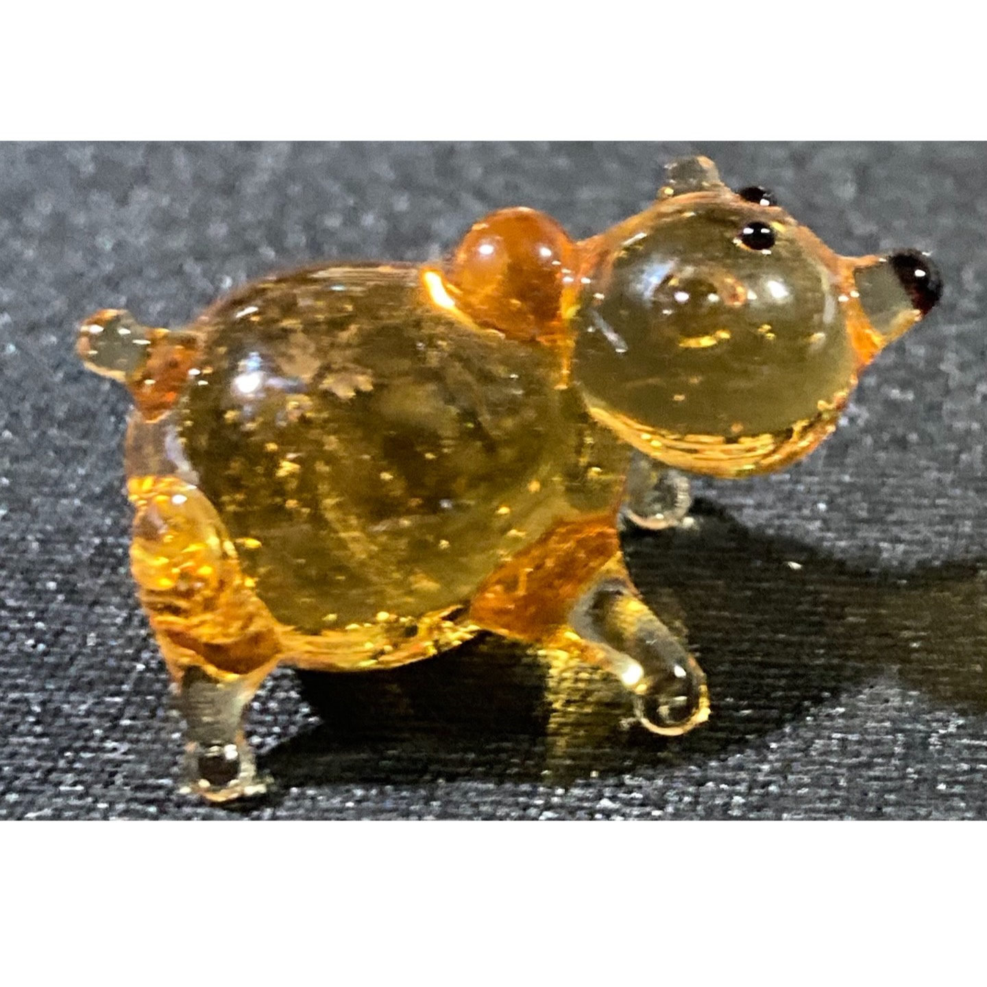 Hand blown miniature glass figurine from Ukraine- Amber Bear