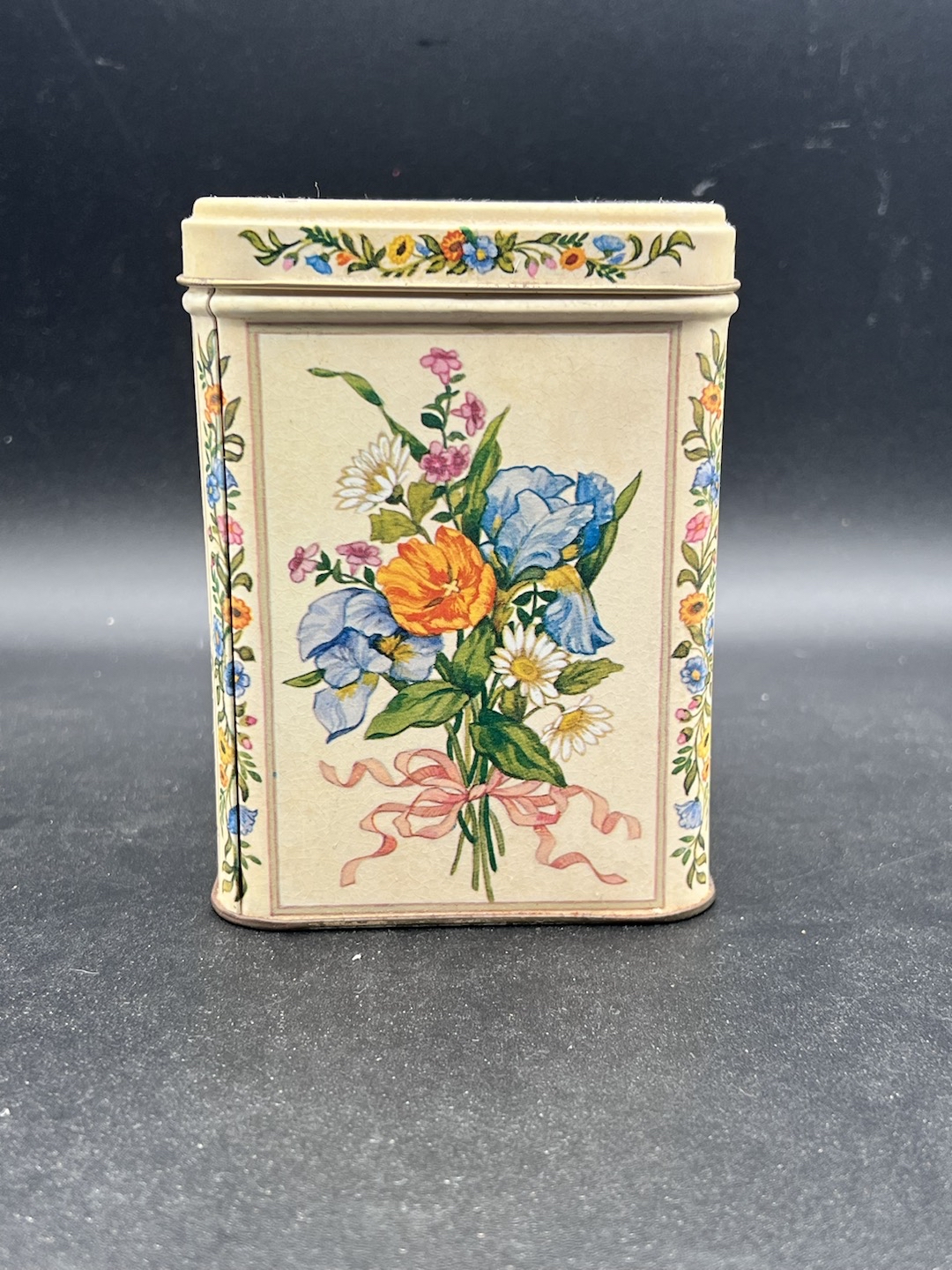Vintage Hallmark Metal Tin Floral Print