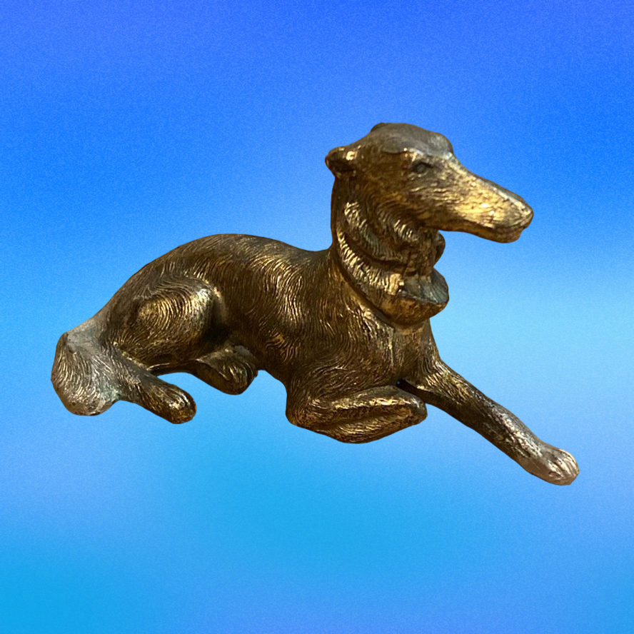 Vintage Brass Greyhound Dog Figurine Paperweight, Japan
