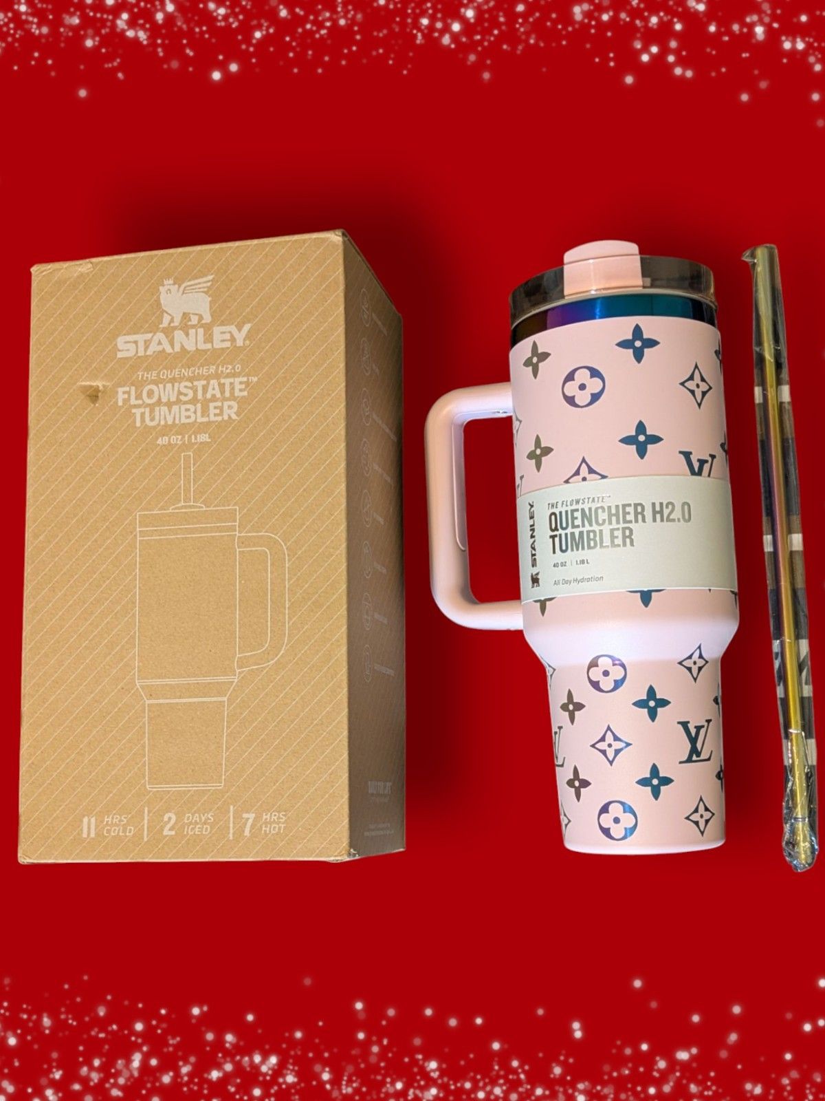 Louis Vuitton Stanley Cup Tumbler 40oz Limited Edition Pink Quencher ...