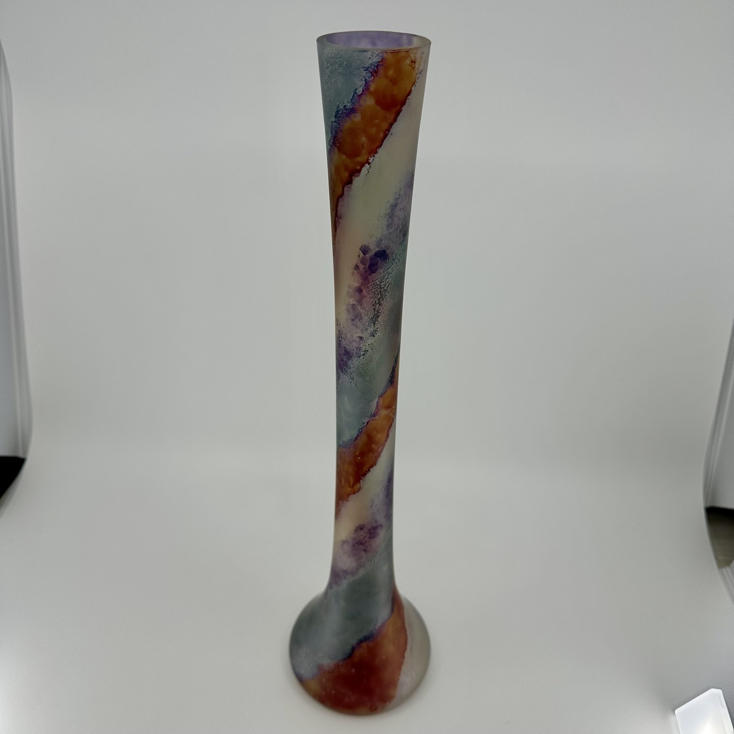 Tall Israeli Art Glass Slender Vase 16”