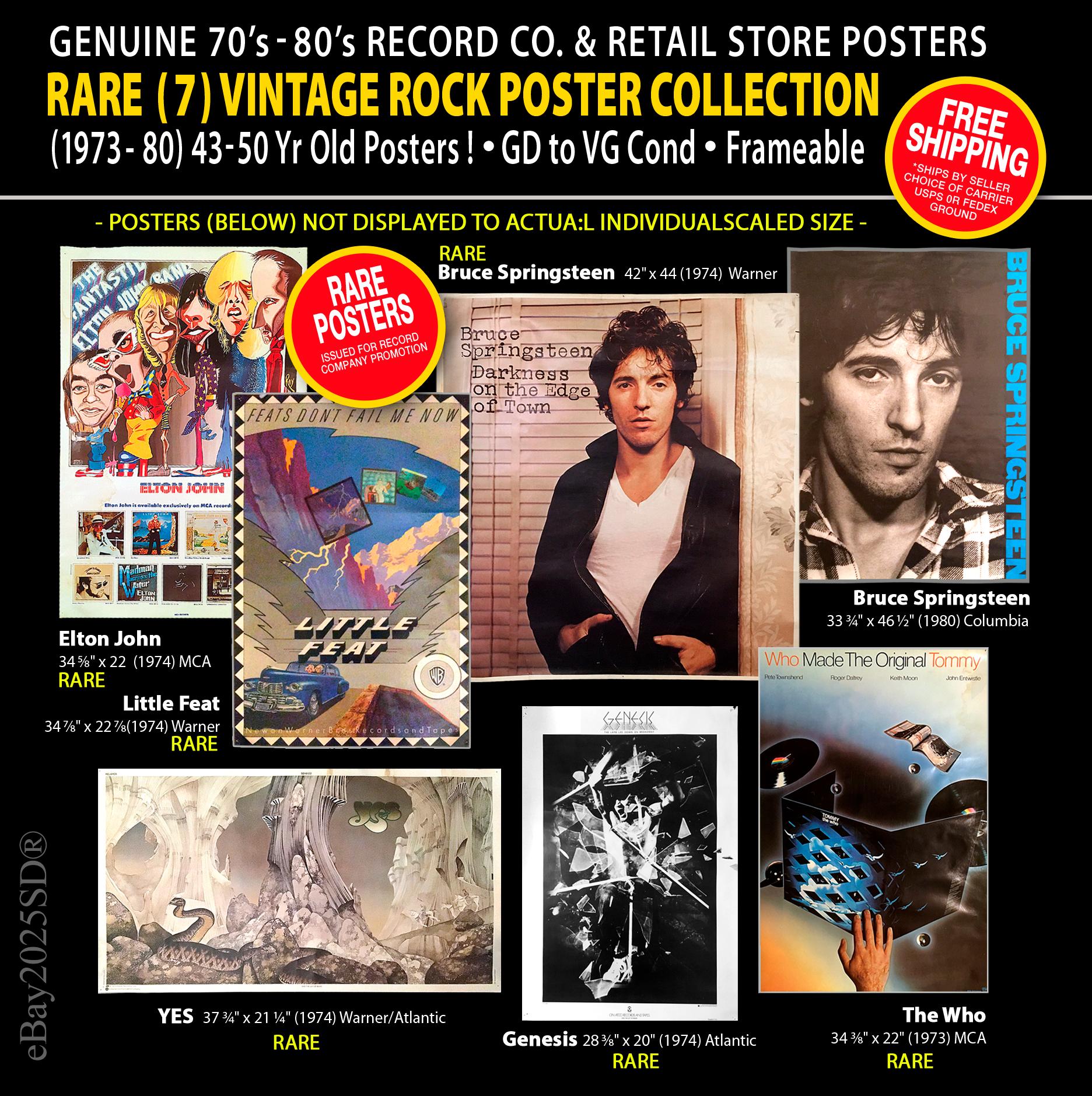 RARE Vintage 70's Rock Poster Collection • 7 Posters • VG-GD Cond ...