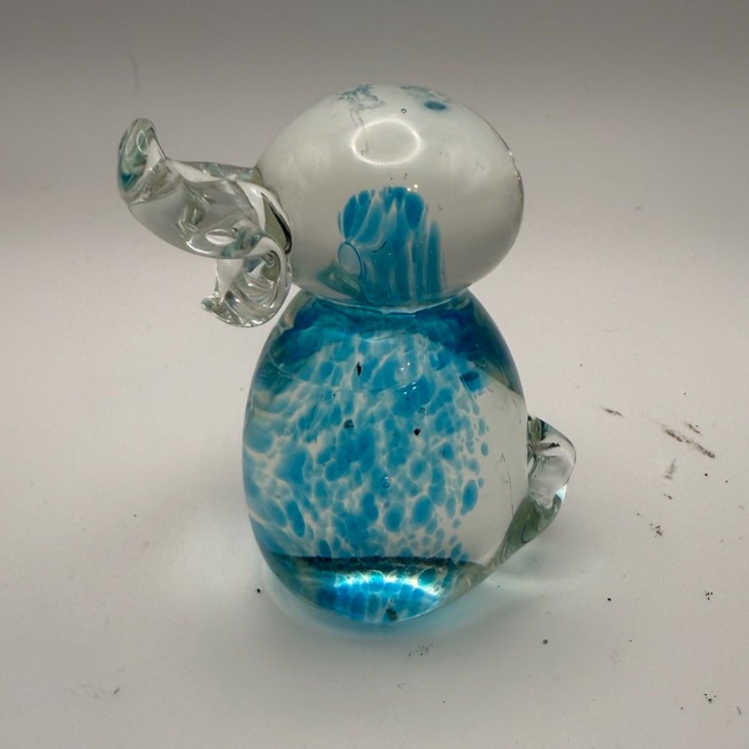 Blown Glass Teal Duck Paperweight