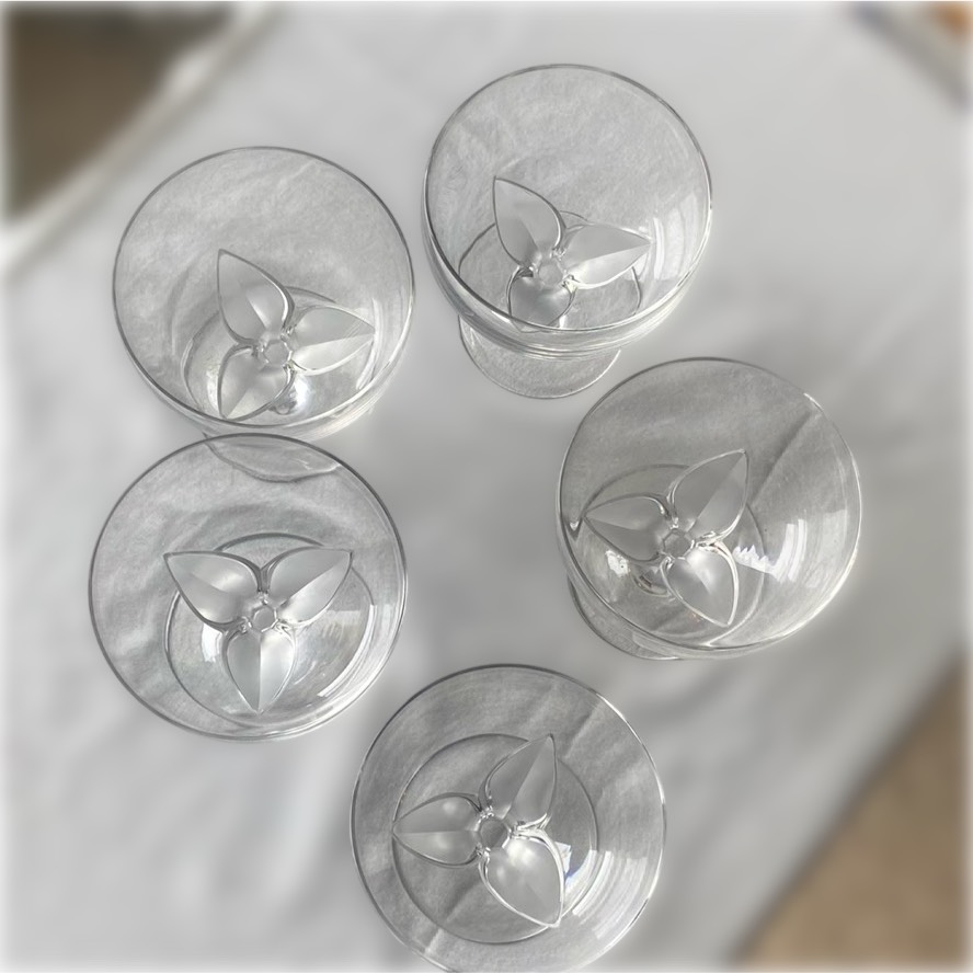 Rosenthal Studio Line Crystal Iris Frosted Stem 4 1/8” X 4” GlassSet Of 5
